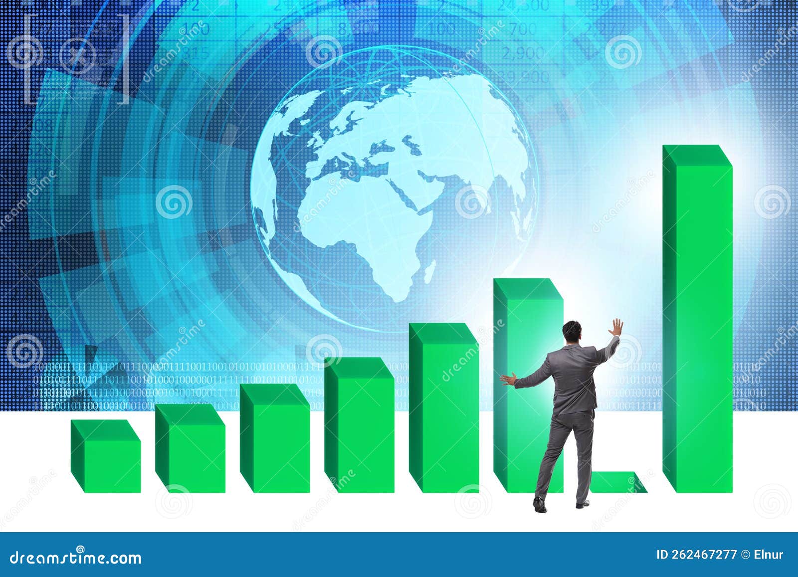 Businessman in Growth Concept with Bar Charts Stock Image - Image of ...