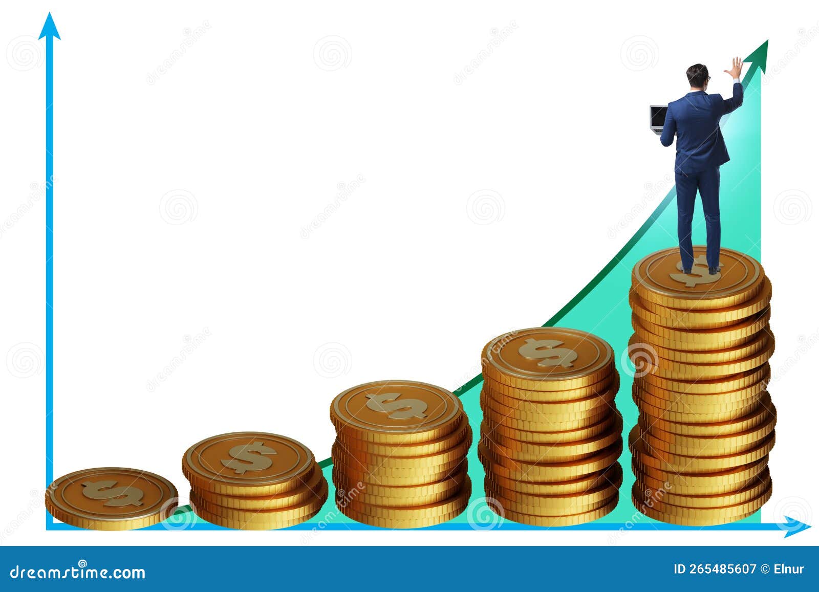 Businessman in the Growth Concept with Coins Chart Stock Image - Image ...