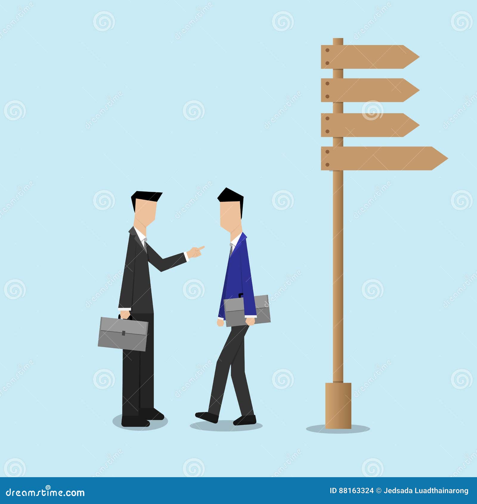 Businessman Guide the Way Same As the Guide Pole Stock Vector ...