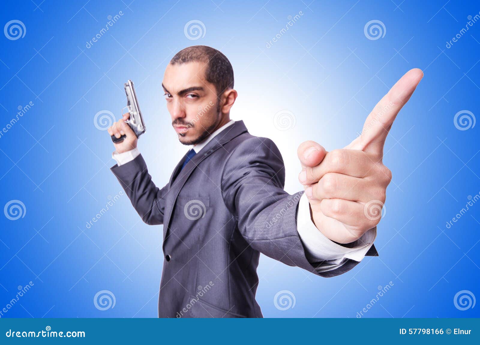 Businessman with Gun Isolated on White Stock Photo - Image of robber ...