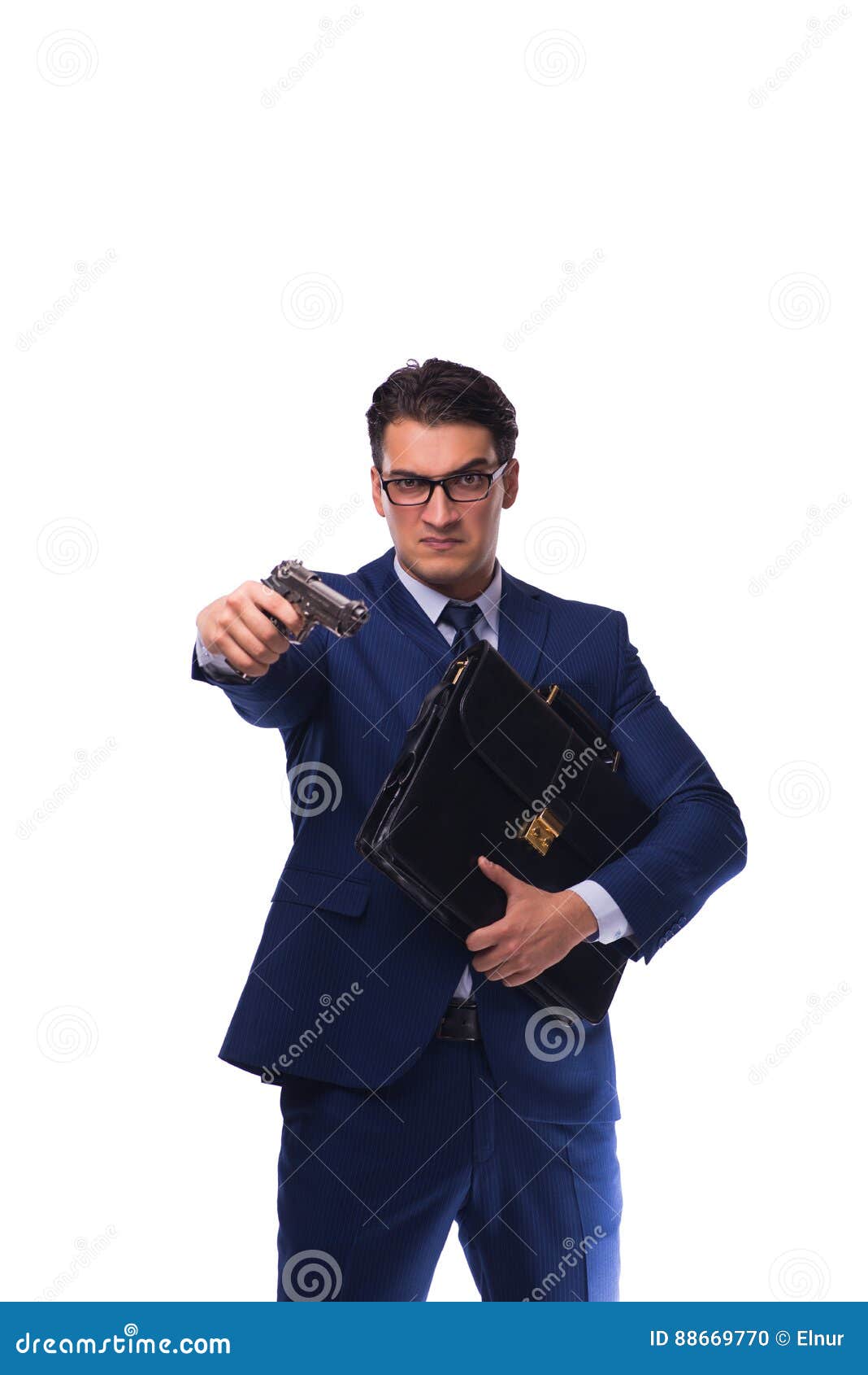 The Businessman with Gun Isolated on White Stock Photo - Image of guard ...
