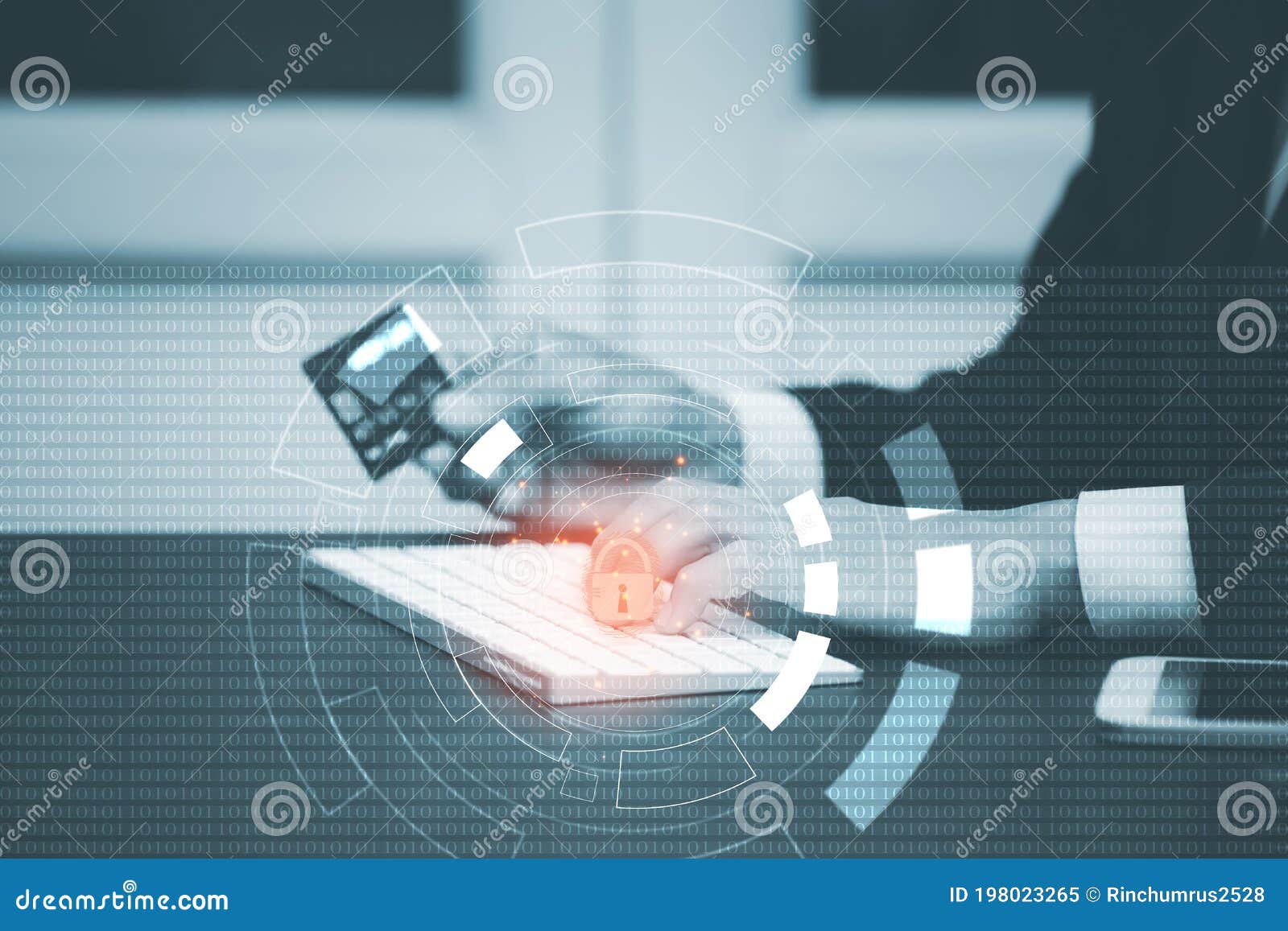 Businessman Hacker Hold Smart Phone And Touching In Graph Screen Code ...