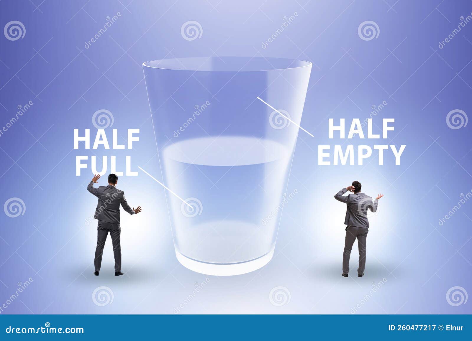 Businessman in Half Empty Half Full Glass Concept Stock Image - Image of business, liquid: 260477217
