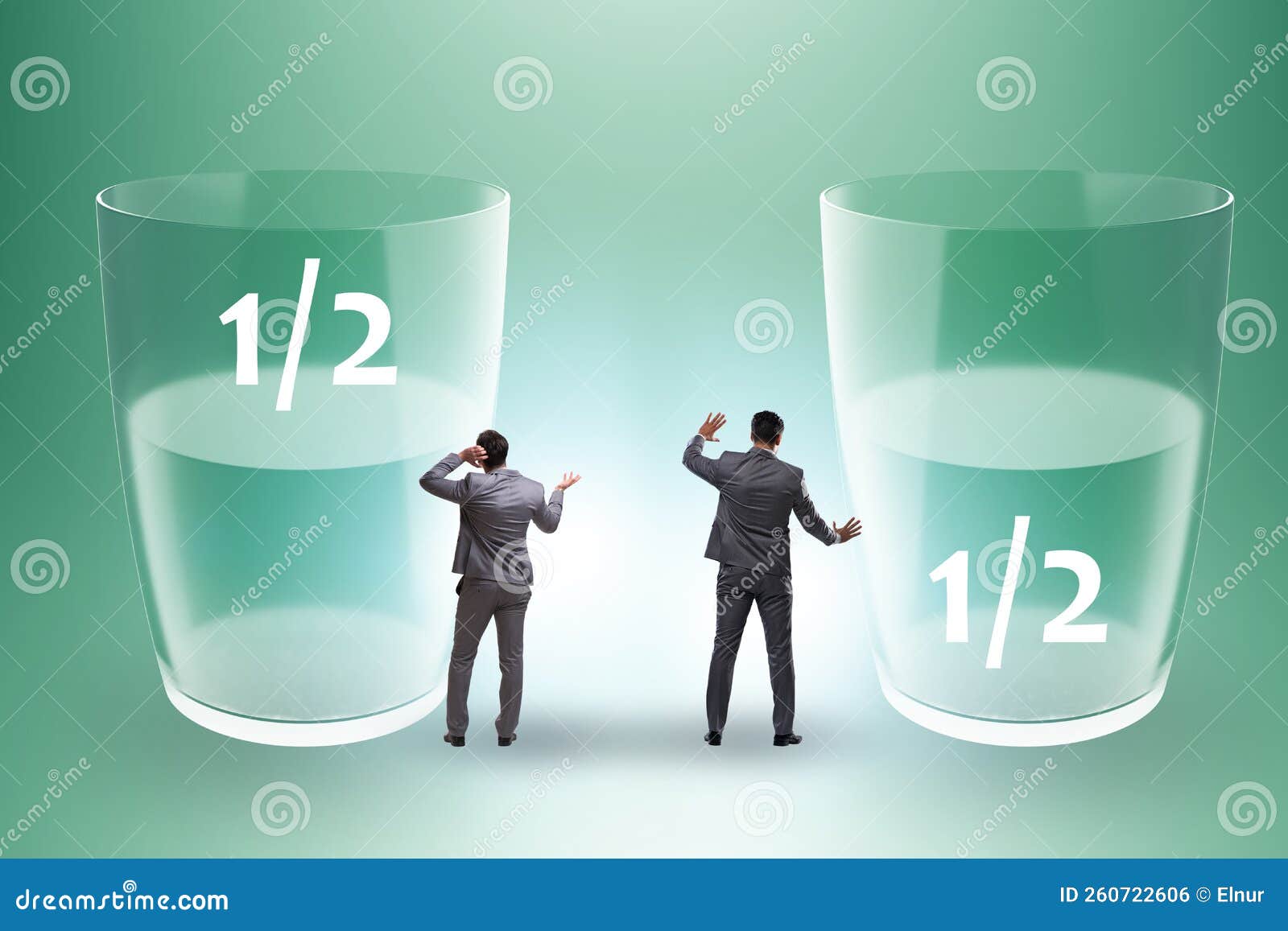 Businessman in Half Empty Half Full Glass Concept Stock Photo - Image of optimistic, empty ...