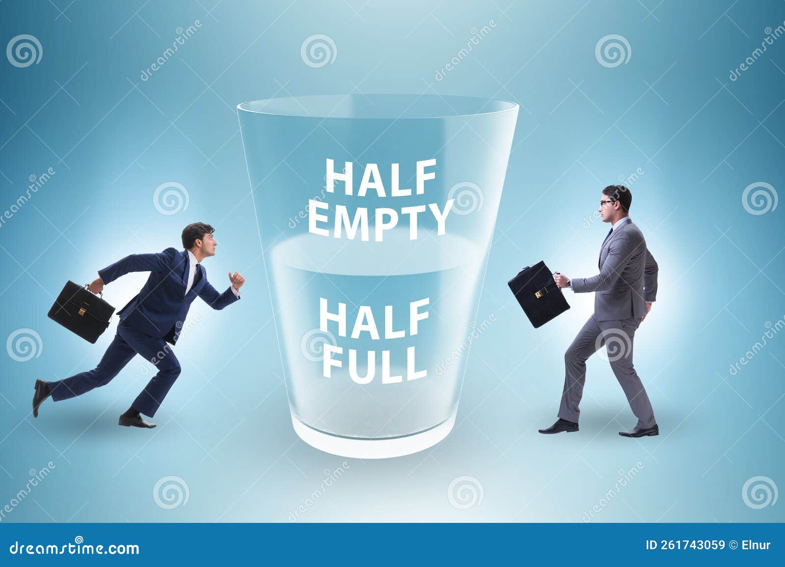Businessman in Half Empty Half Full Glass Concept Stock Image - Image ...
