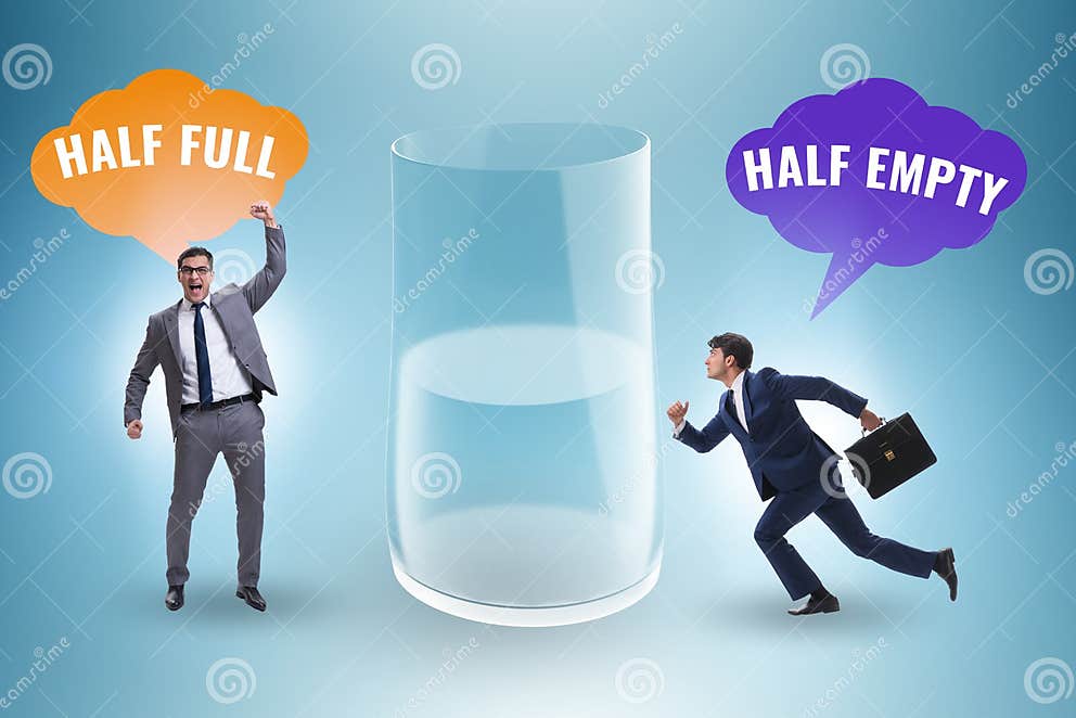Businessman in Half Empty Half Full Glass Concept Stock Photo - Image of natural, full: 261743076