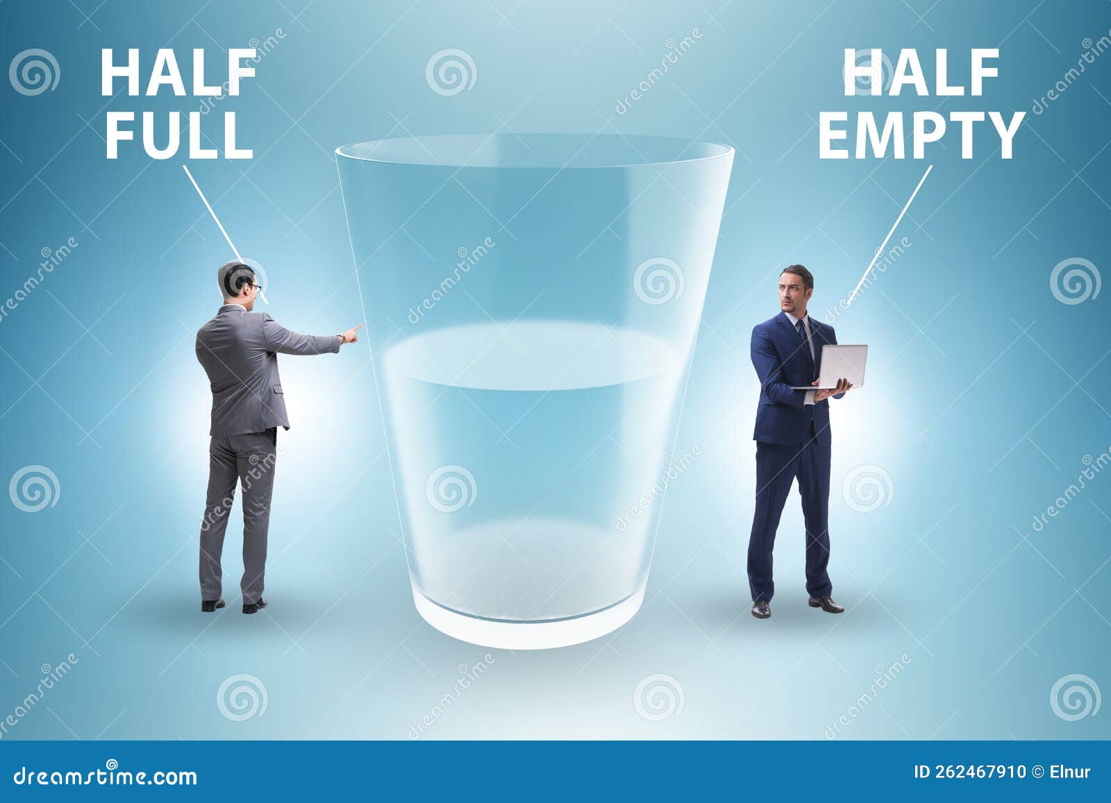 Businessman in Half Empty Half Full Glass Concept Stock Illustration ...