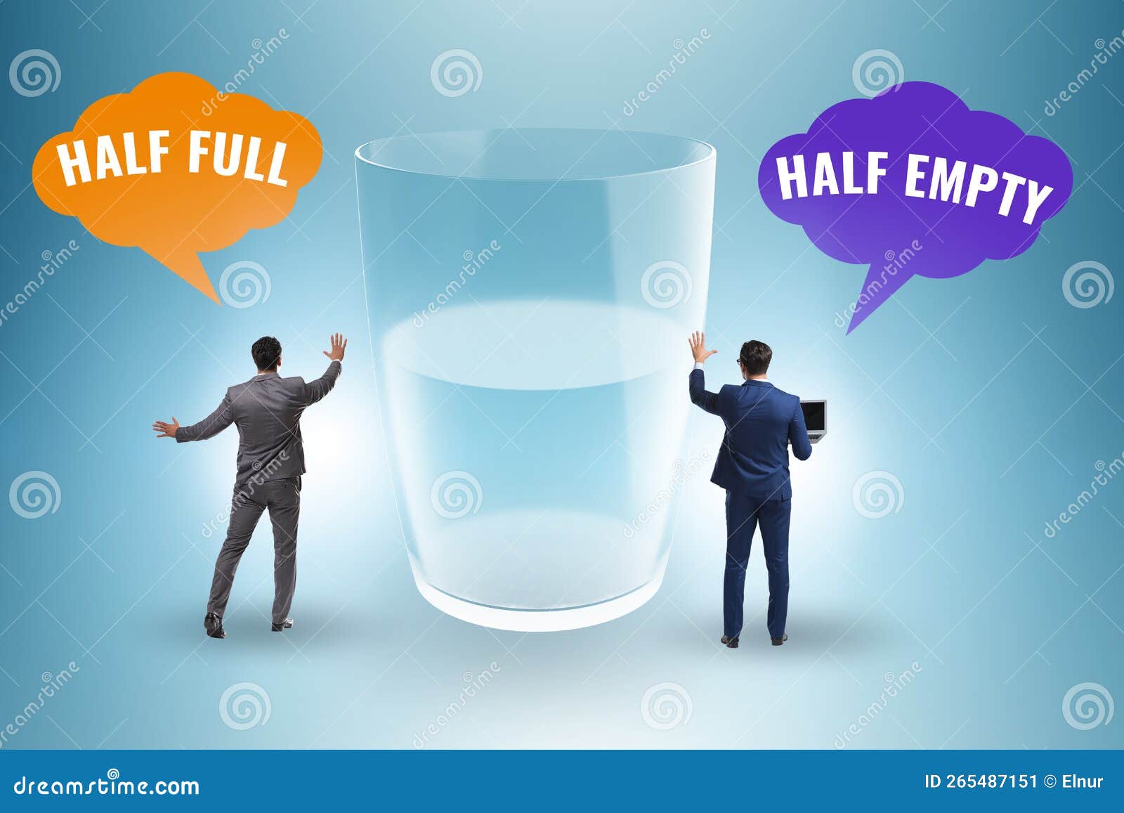 Businessman in Half Empty Half Full Glass Concept Stock Image - Image ...