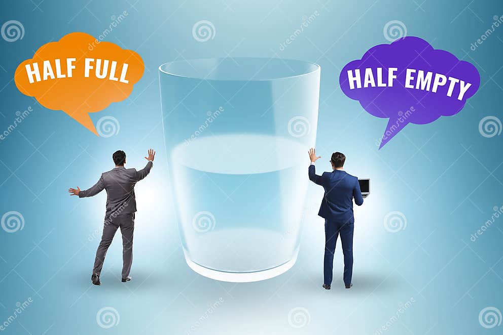 Businessman in Half Empty Half Full Glass Concept Stock Image - Image of mindset, businessmen ...