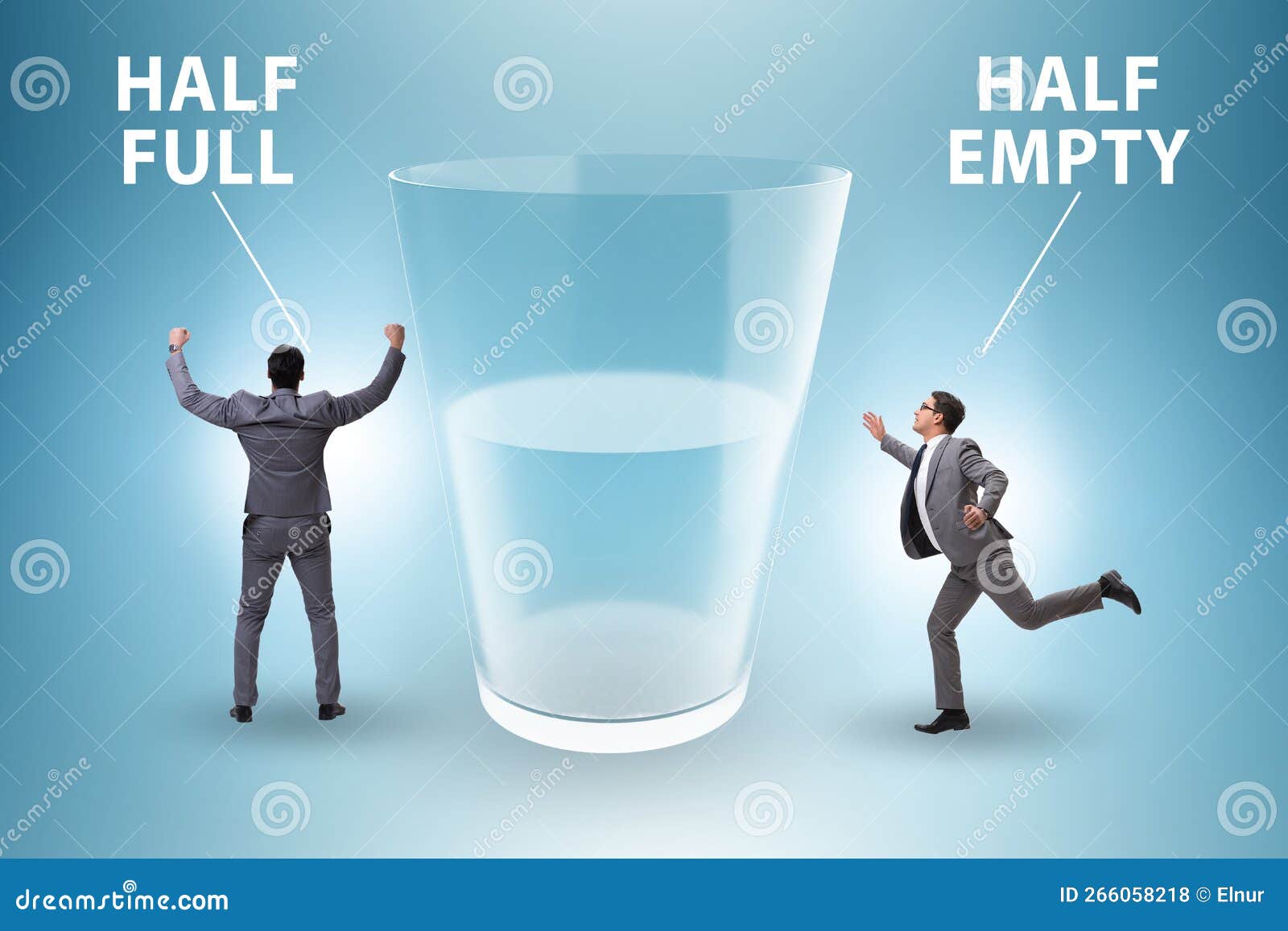 Businessman in Half Empty Half Full Glass Concept Stock Photo - Image of healthy, health: 266058218