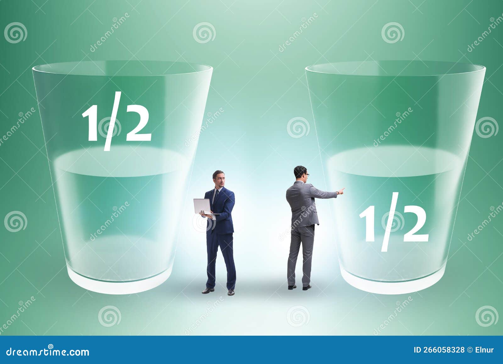 Businessman in Half Empty Half Full Glass Concept Stock Photo - Image of natural, liquid: 266058328