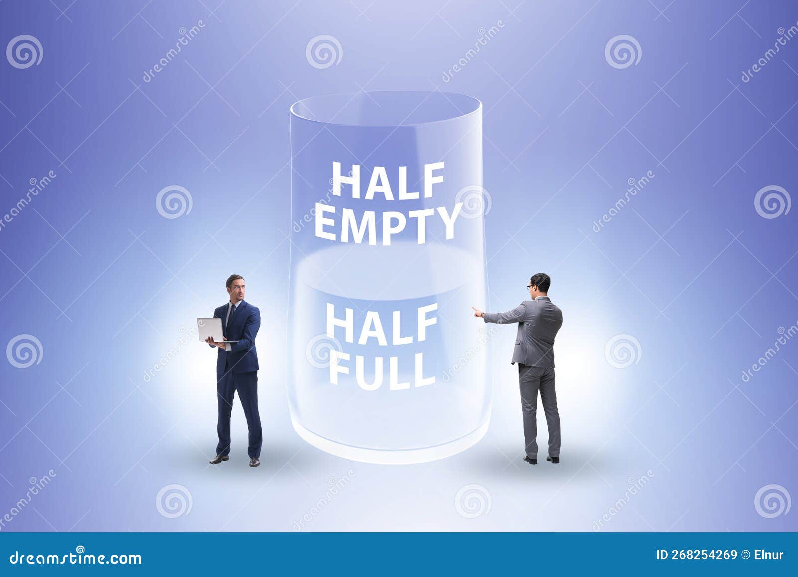 Businessman in Half Empty Half Full Glass Concept Stock Image - Image ...