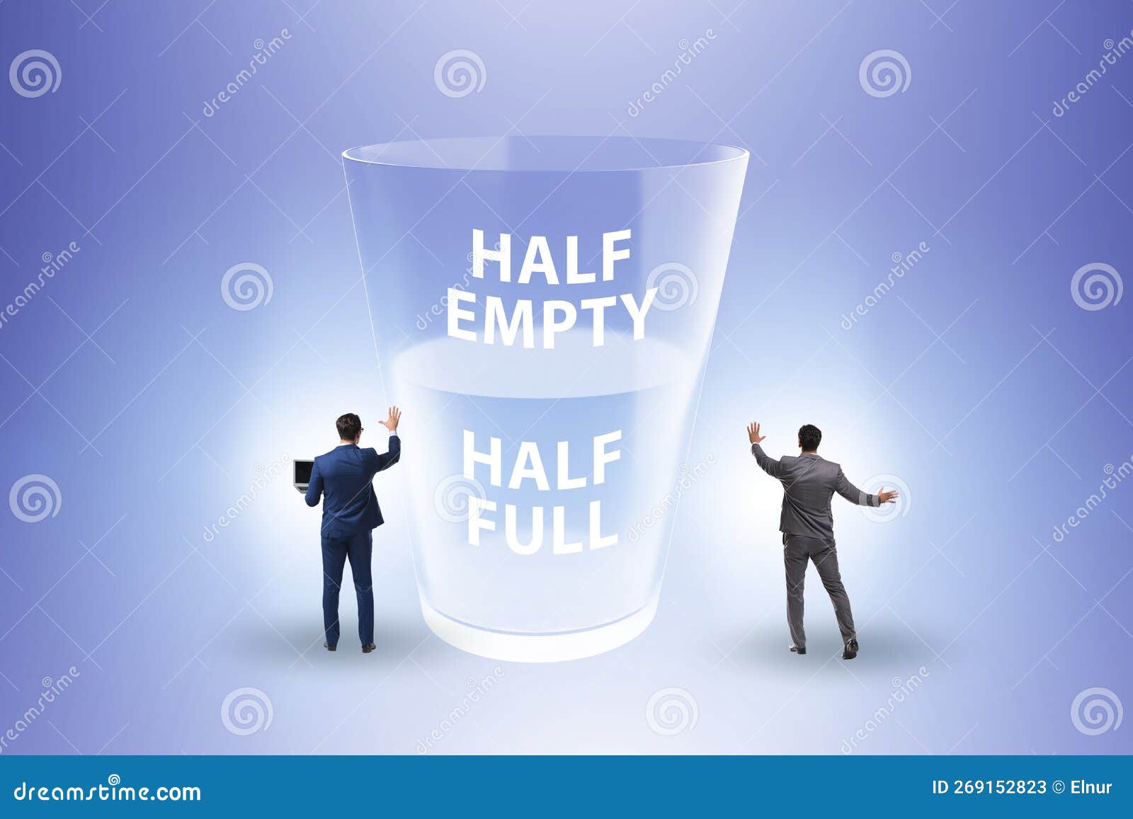 Businessman in Half Empty Half Full Glass Concept Stock Image - Image ...