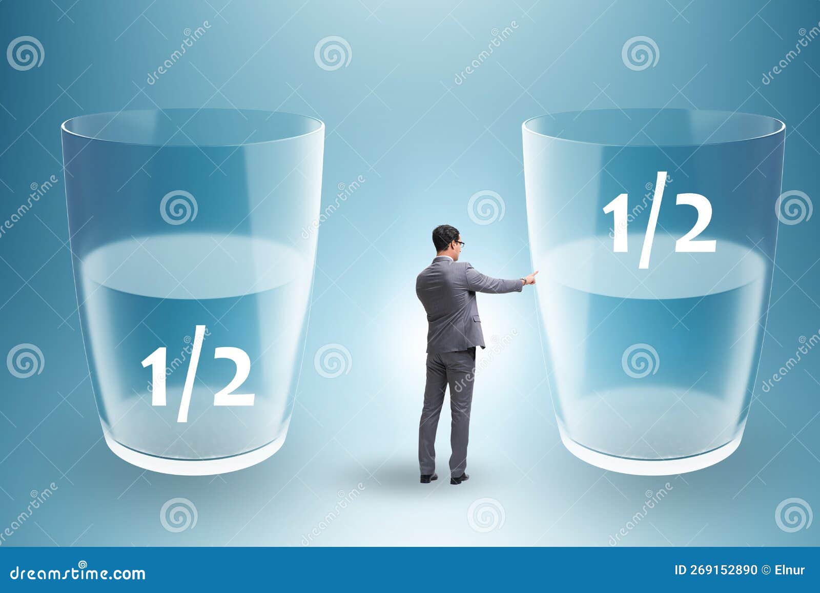 Businessman in Half Empty Half Full Glass Concept Stock Photo - Image ...