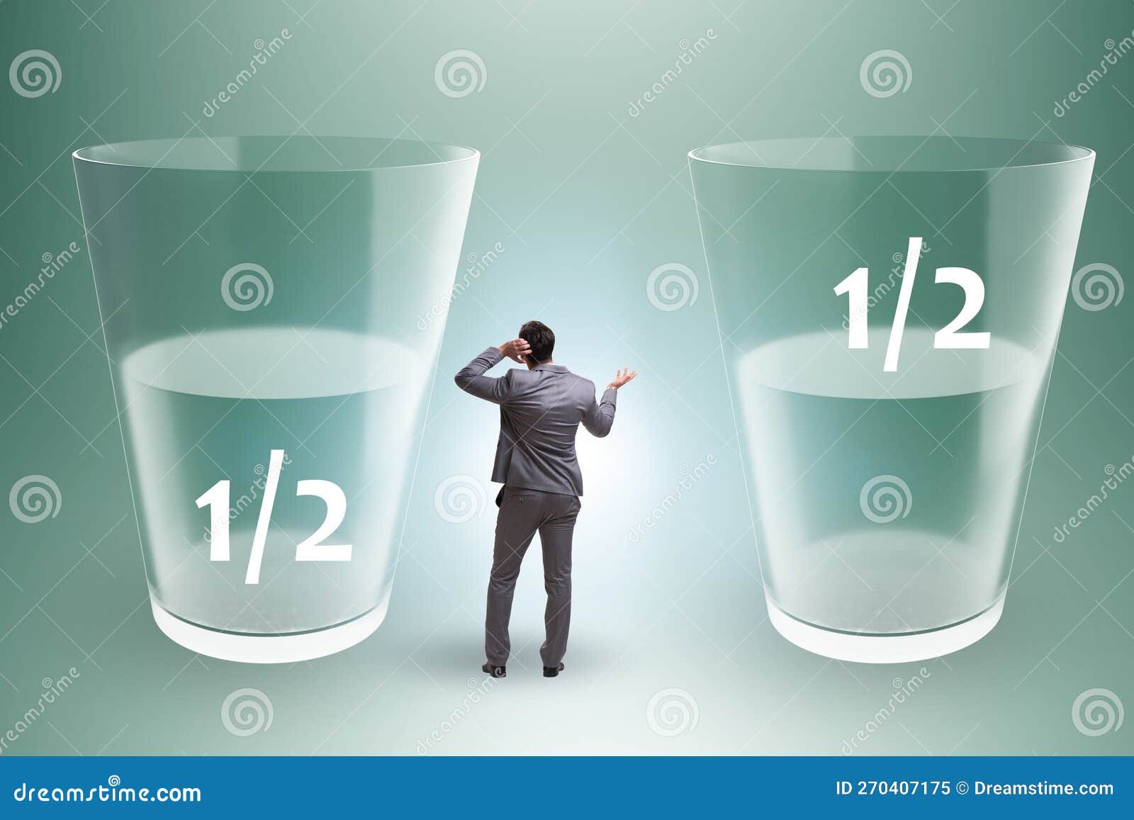 Businessman in Half Empty Half Full Glass Concept Stock Image - Image of clear, thirst: 270407175