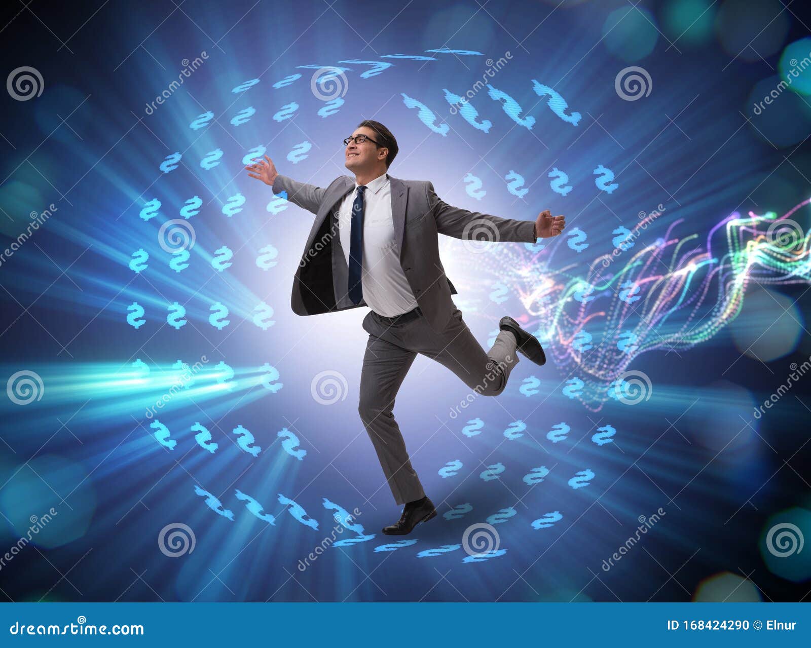 Businessman in Hamster Wheel Chasing Dollars Stock Photo - Image of ...