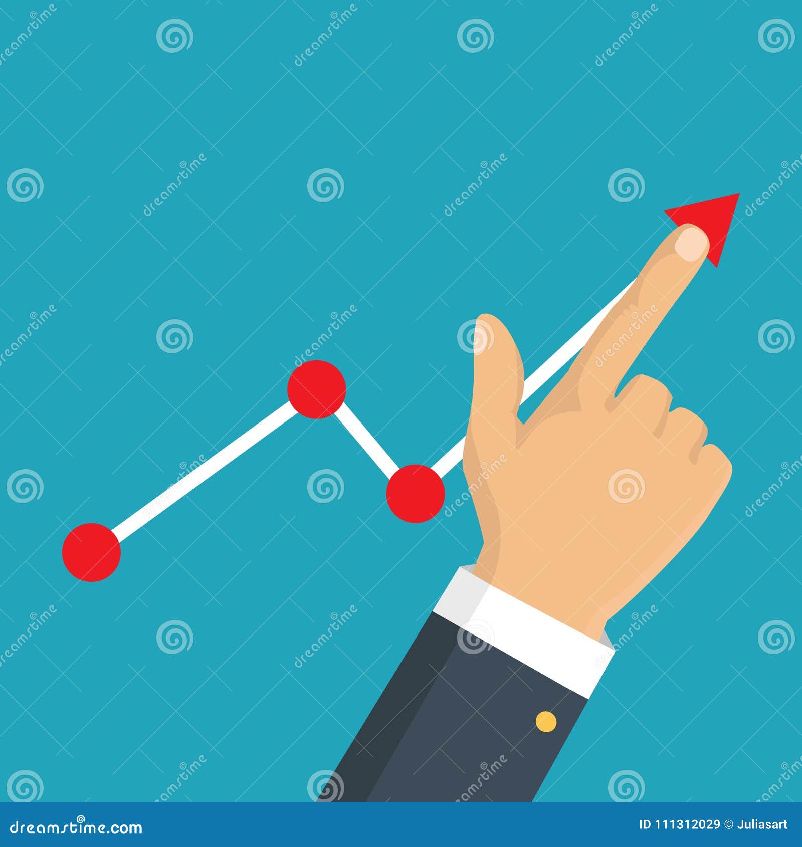 Businessman Hand with Arrow Graph Up Higher. Vector Illustration Stock ...