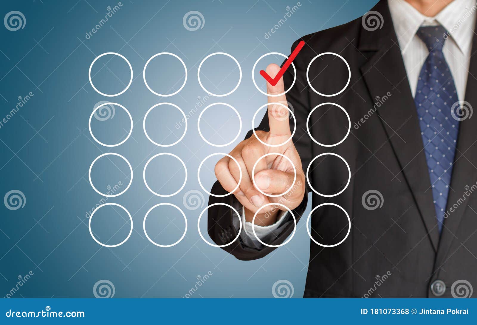 Businessman Hand Checking the Checklist Boxes on Blue Background Stock ...