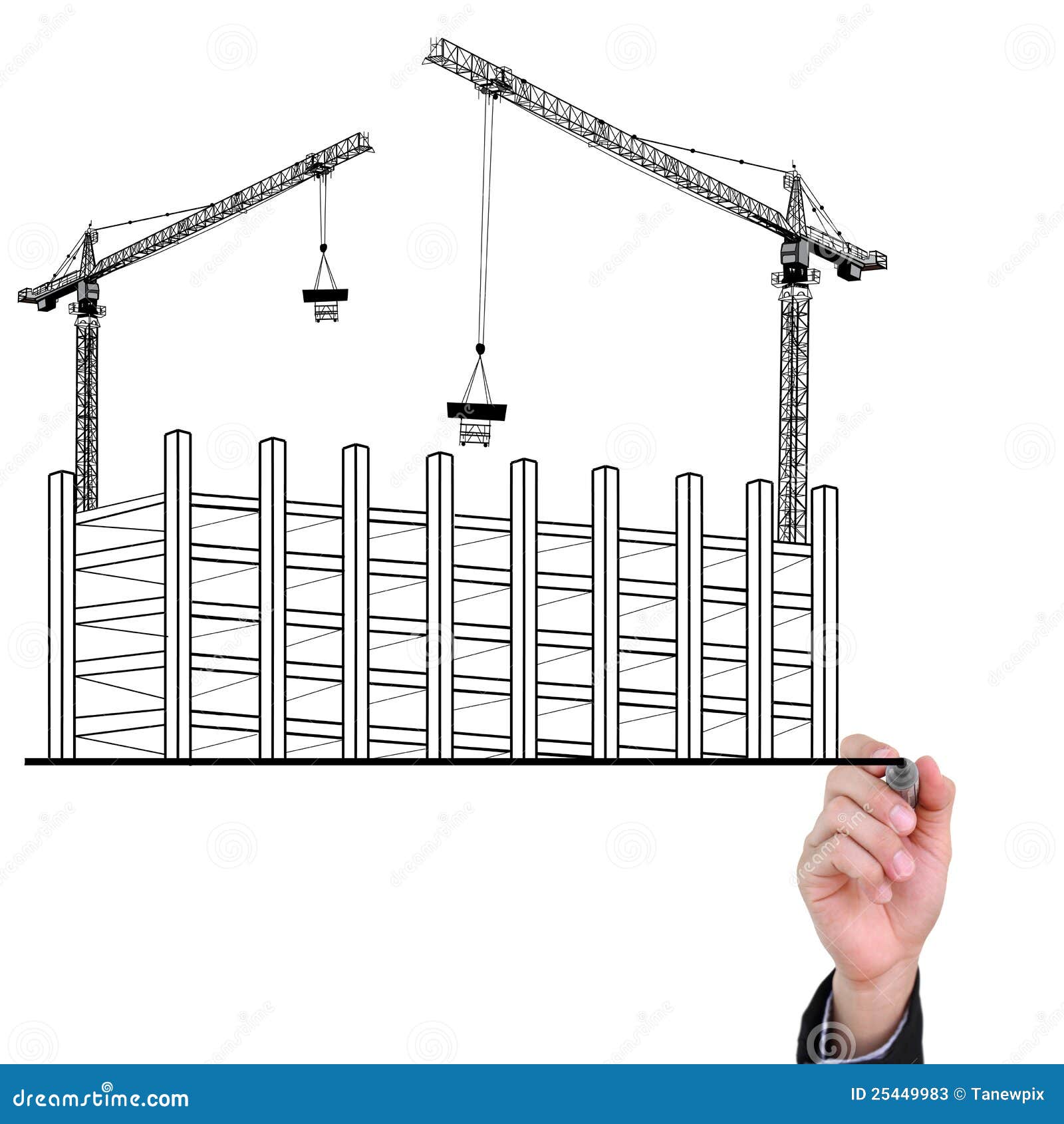 Businessman Hand Drawing Building Development. Stock Illustration ... Businessman Hand Drawing Building Development. Stock Illustration ...