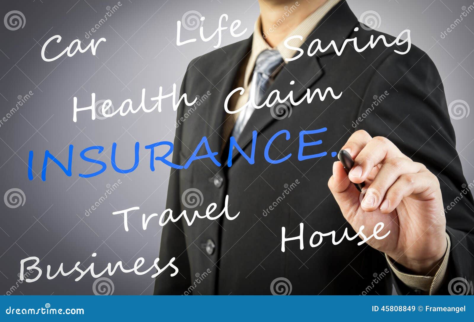 Businessman Hand Drawing Insurance Word Concept Stock Image - Image of ...