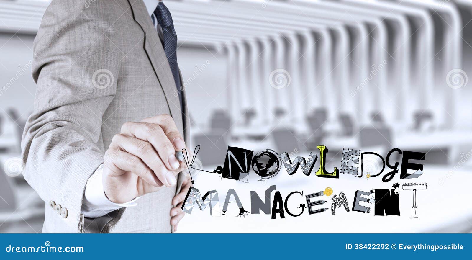 Businessman Hand Drawing KNOWLEDGE MANAGEMENT Stock Photo - Image of ...