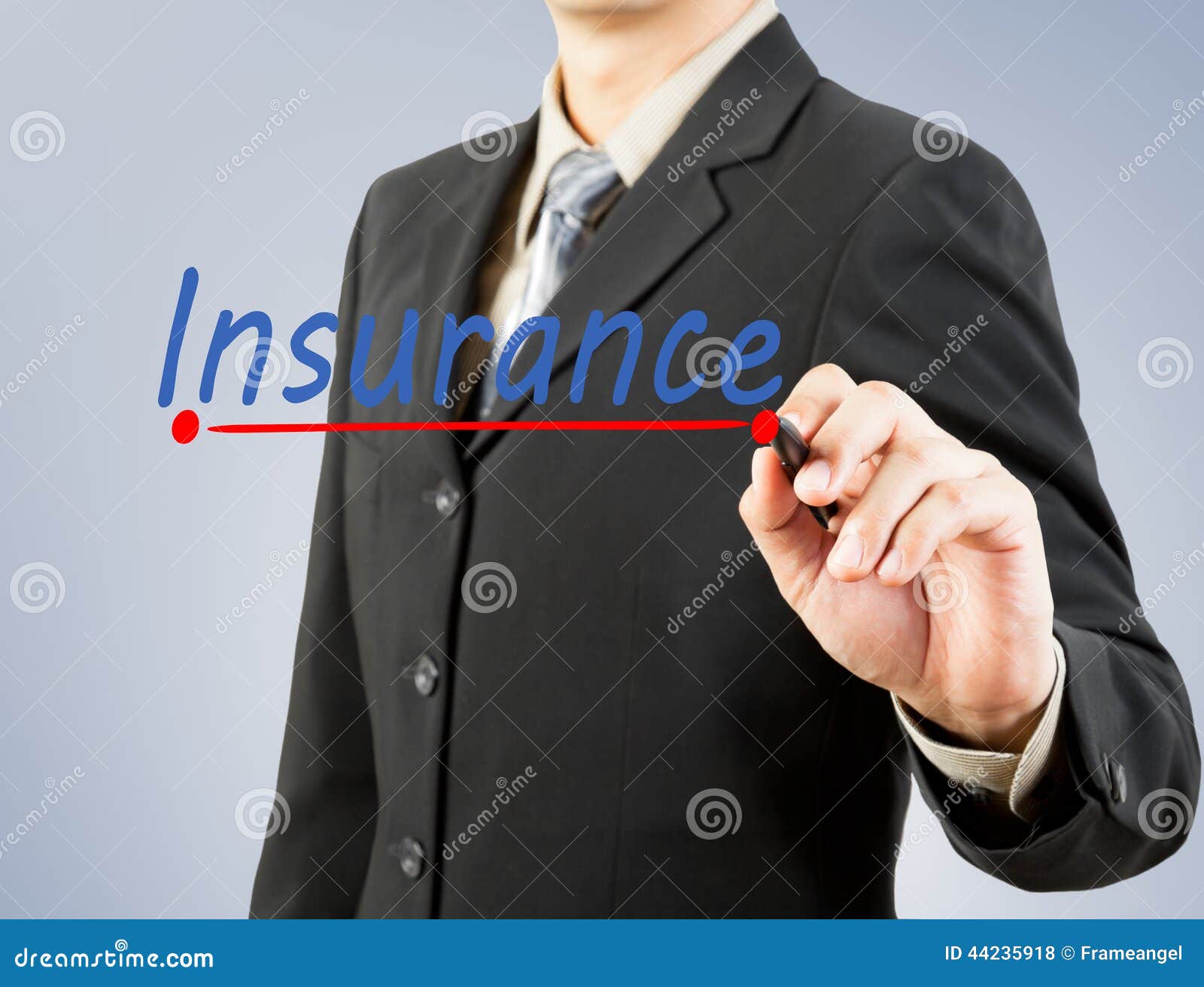 Businessman Hand Drawing Line Insurance Stock Photo - Image of person ...