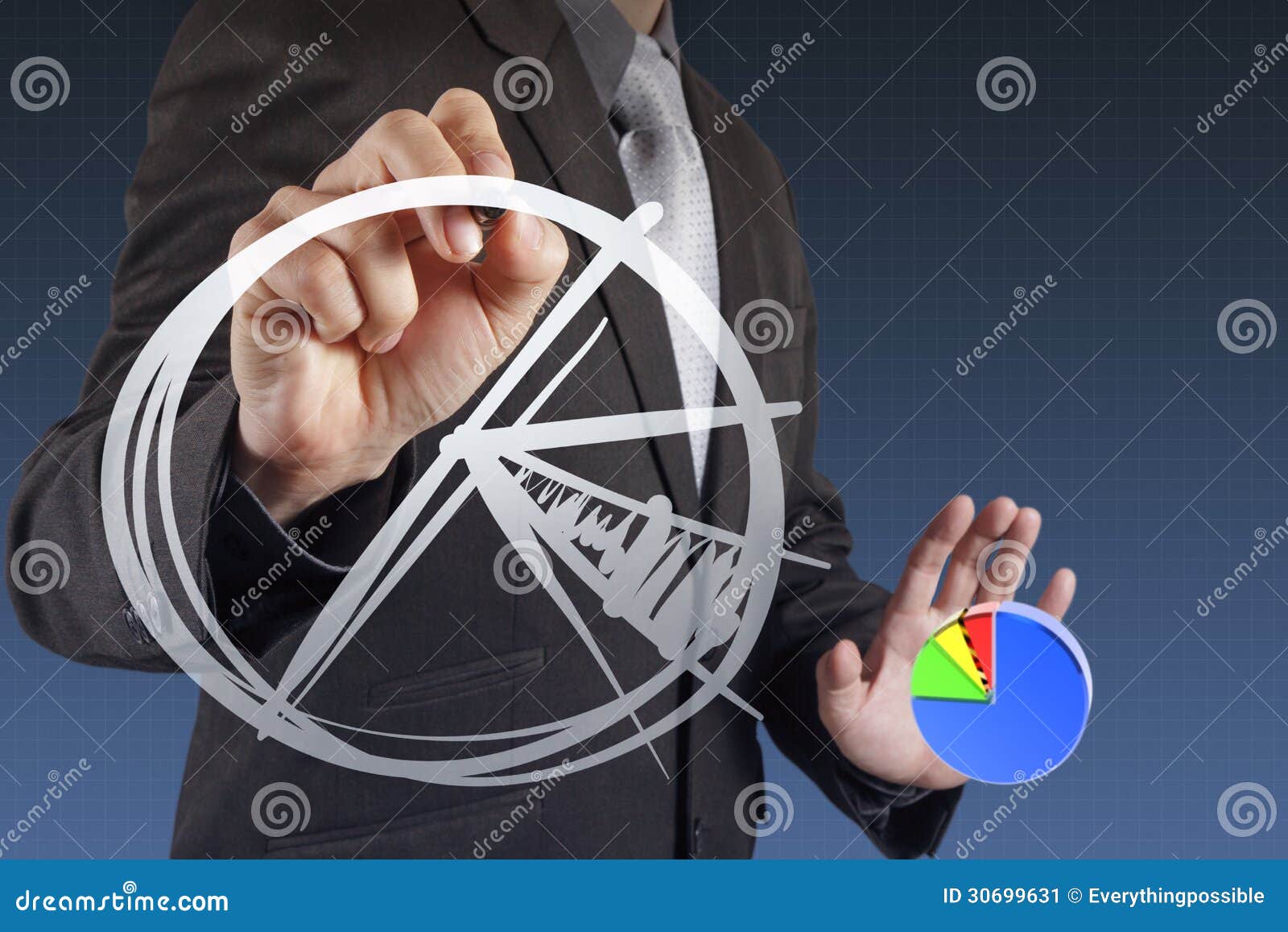 Businessman Hand Drawing a Pie Chart Stock Image - Image of growth ...