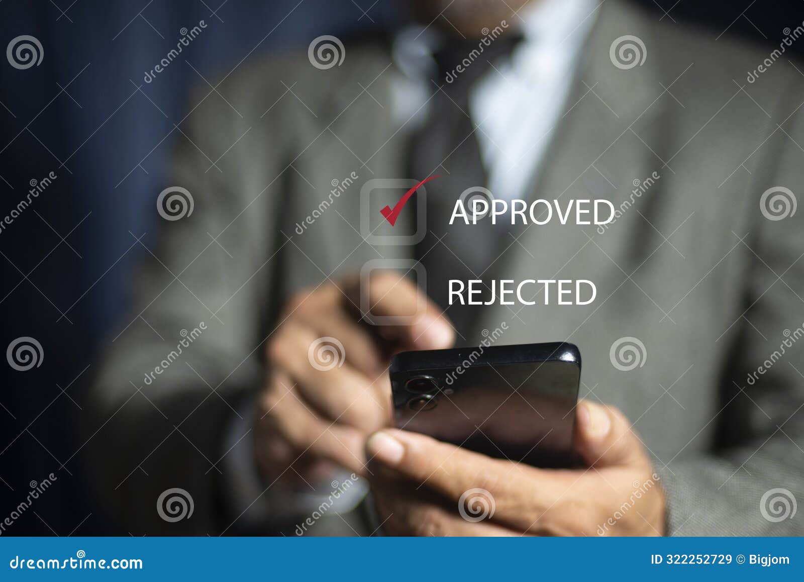 Businessman Hand Finger Point and Choose Word Approve. Check Electronic ...