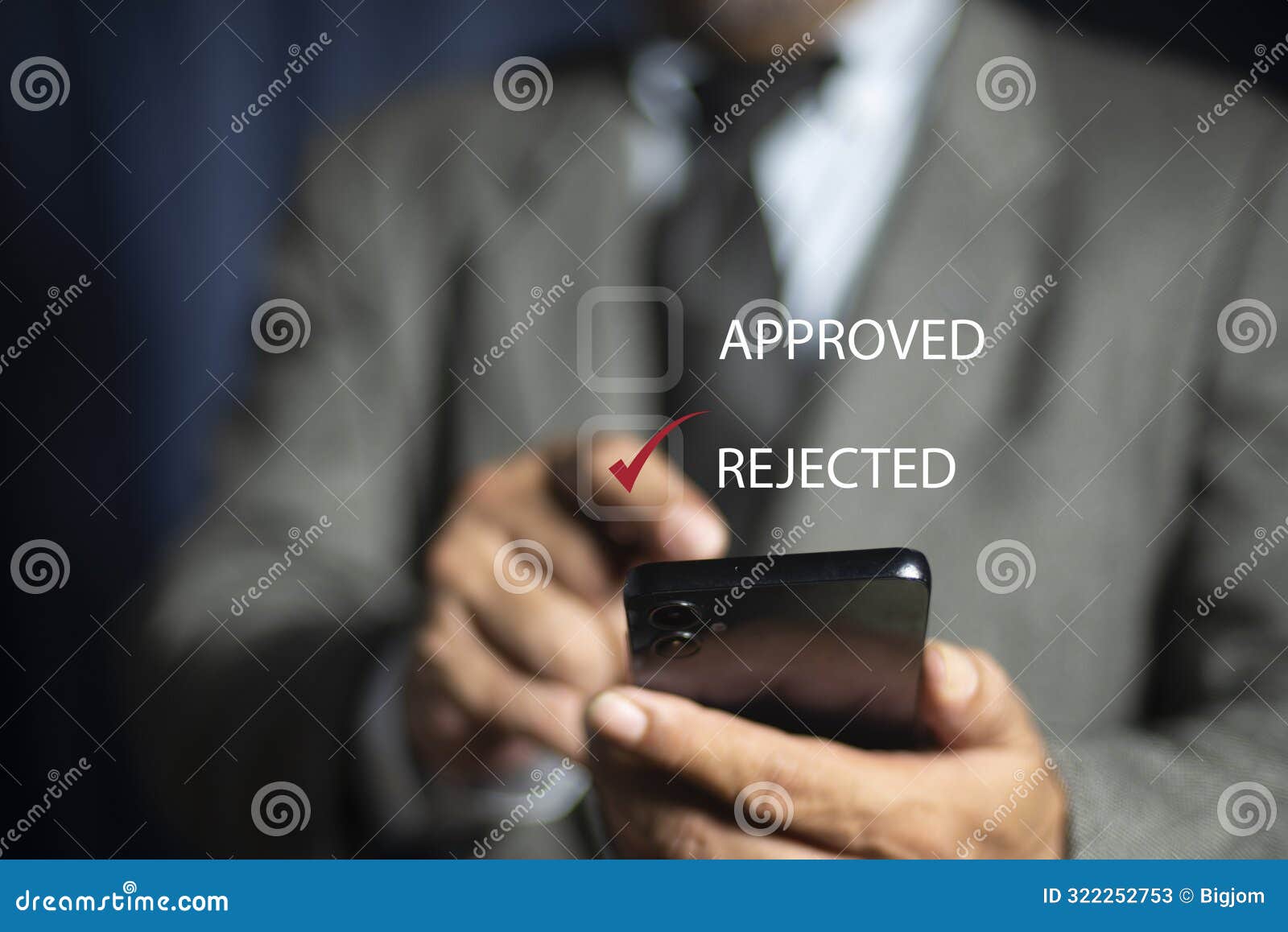 Businessman Hand Finger Point and Choose Word Reject. Check Electronic ...