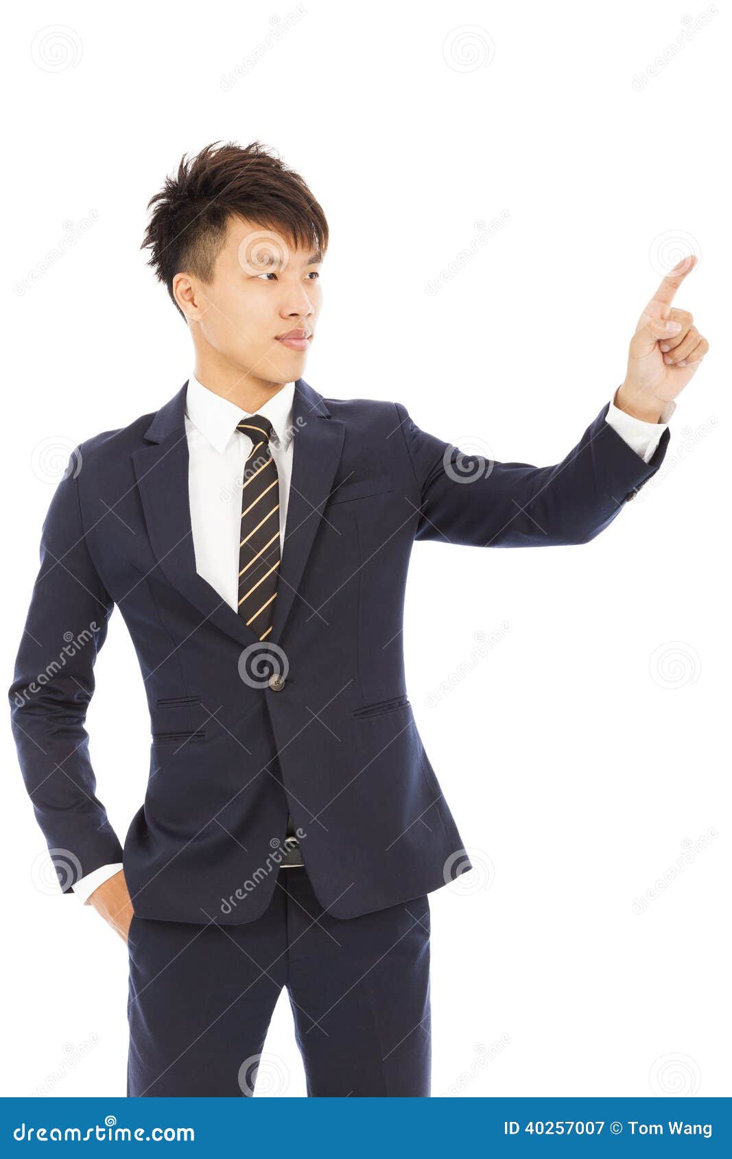 Businessman Hand and Finger Touching Screen on White Stock Image ...