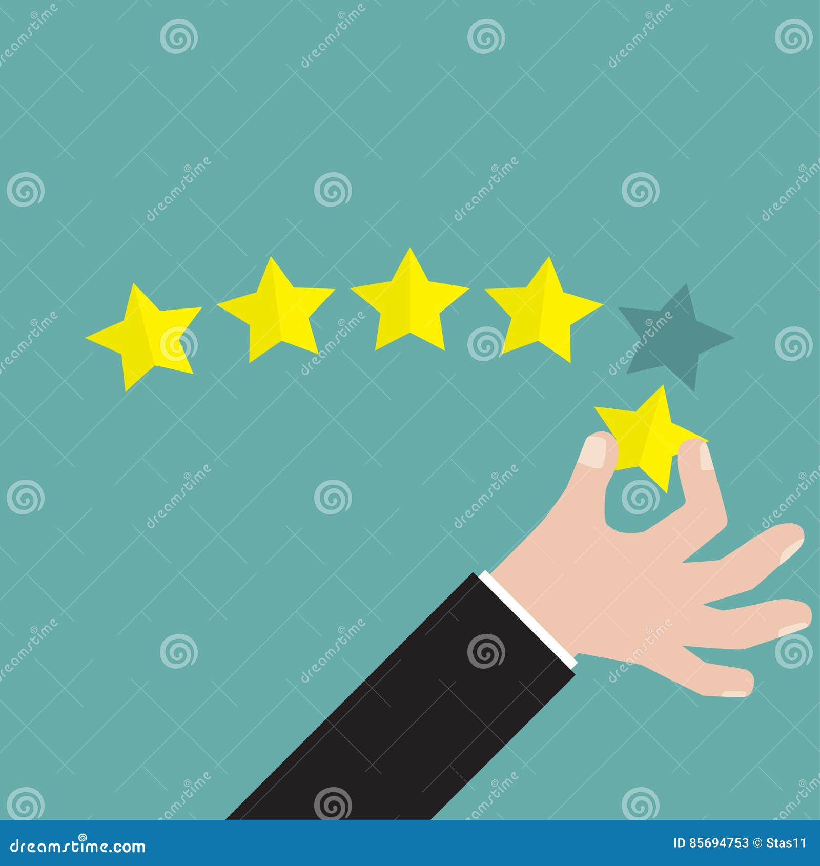 Businessman Hand Giving Five Star Rating, Feedback Concept, VECTOR ...
