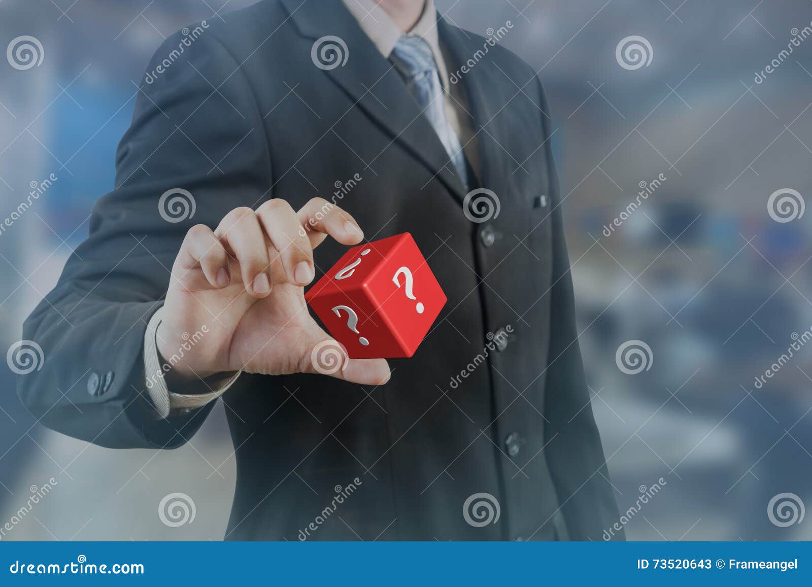Businessman Hand and Hold Red Cubic with Question Mark Stock Image ...