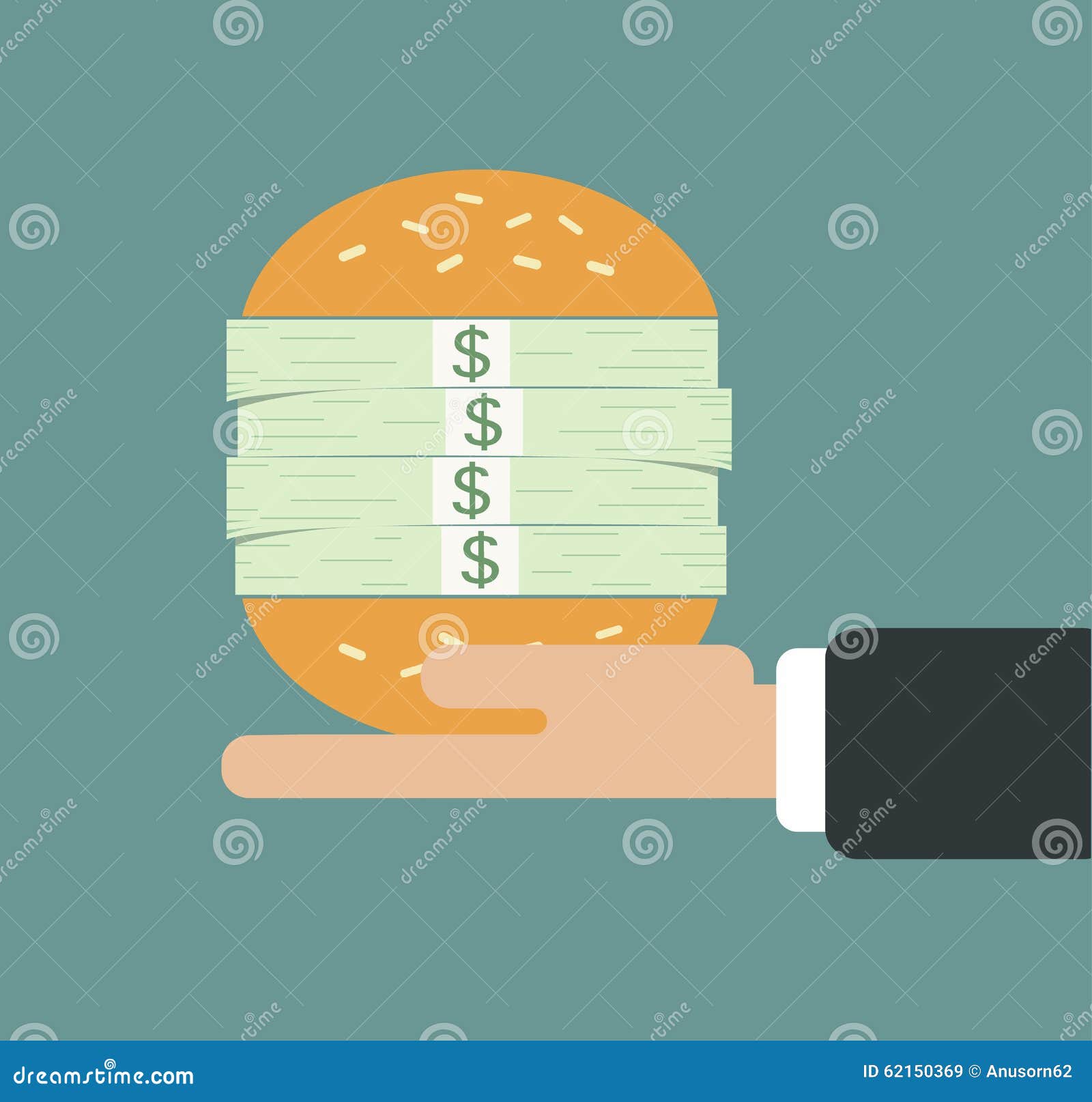 Money Burger Pattern Seamless. Hamburger With Dollars Background. Fast ...