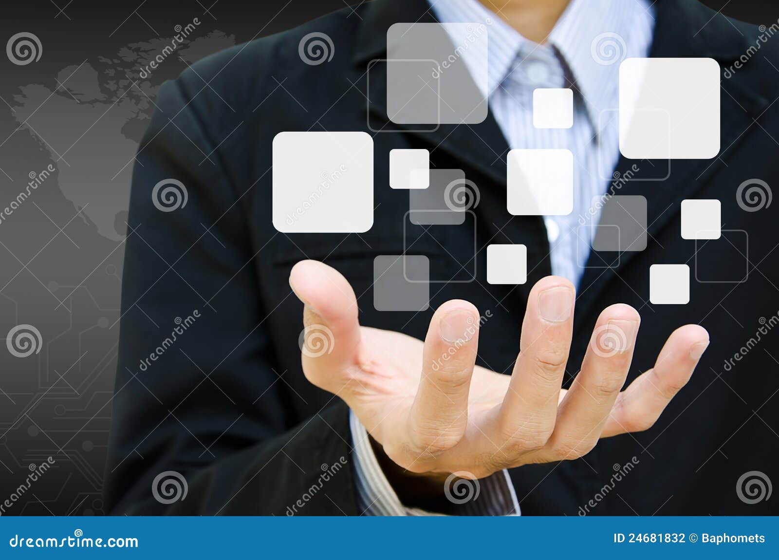 Businessman Hand Holding a Buttons Stock Photo - Image of interface ...