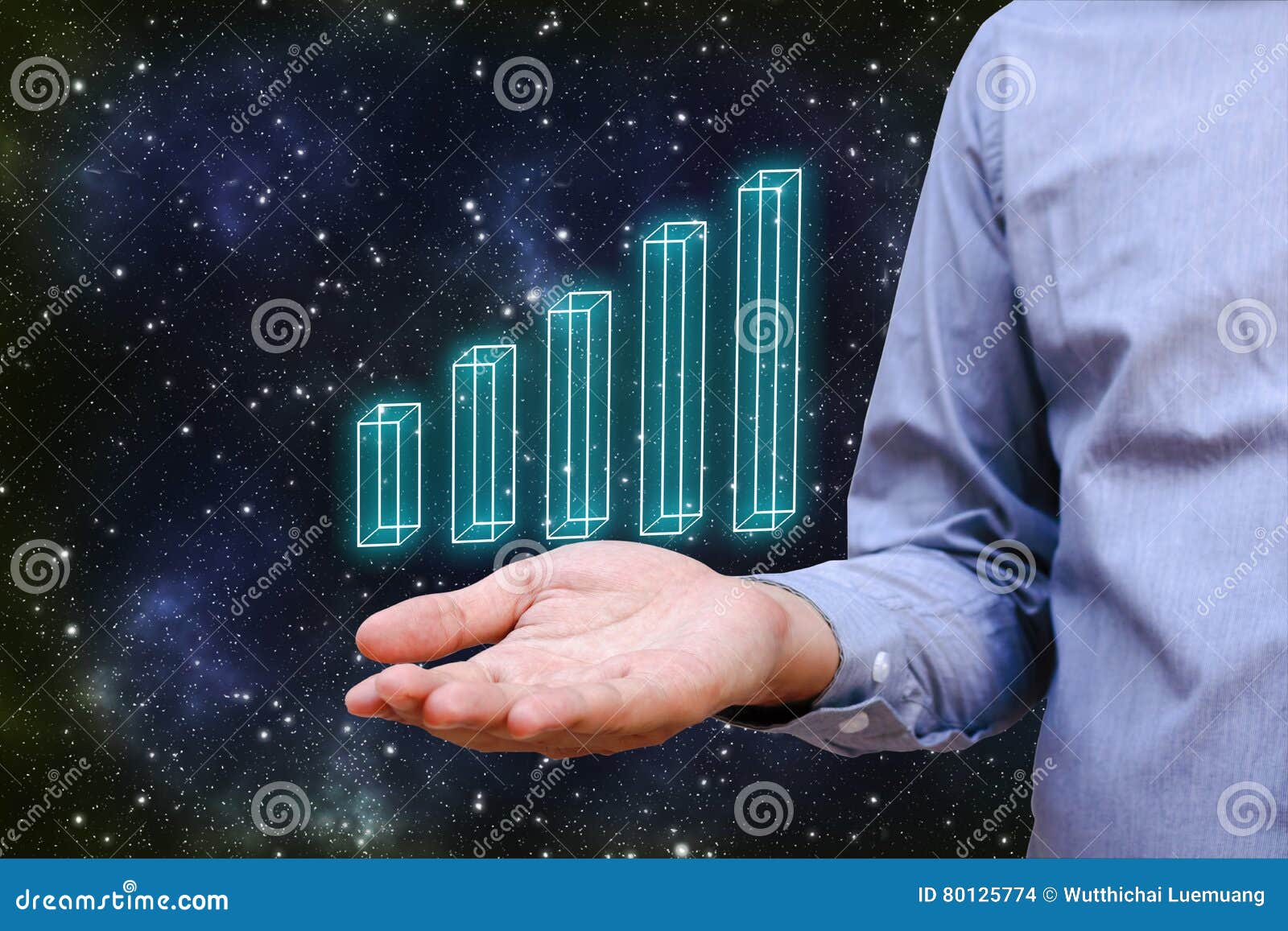 Businessman Hand with Holding Chart that is Glowing and Growing. Stock ...