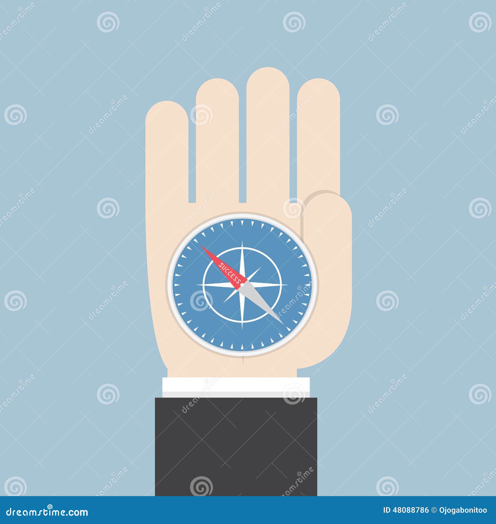 Businessman Hand Holding a Compass that Points To Success Stock Vector ...