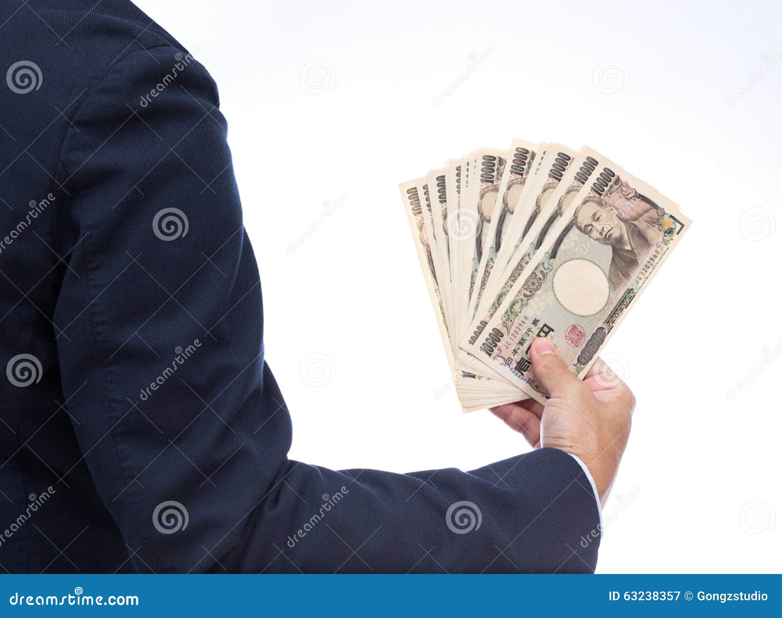 Businessman Hand Holding Japanese Banknote Stock Image - Image of bill ...