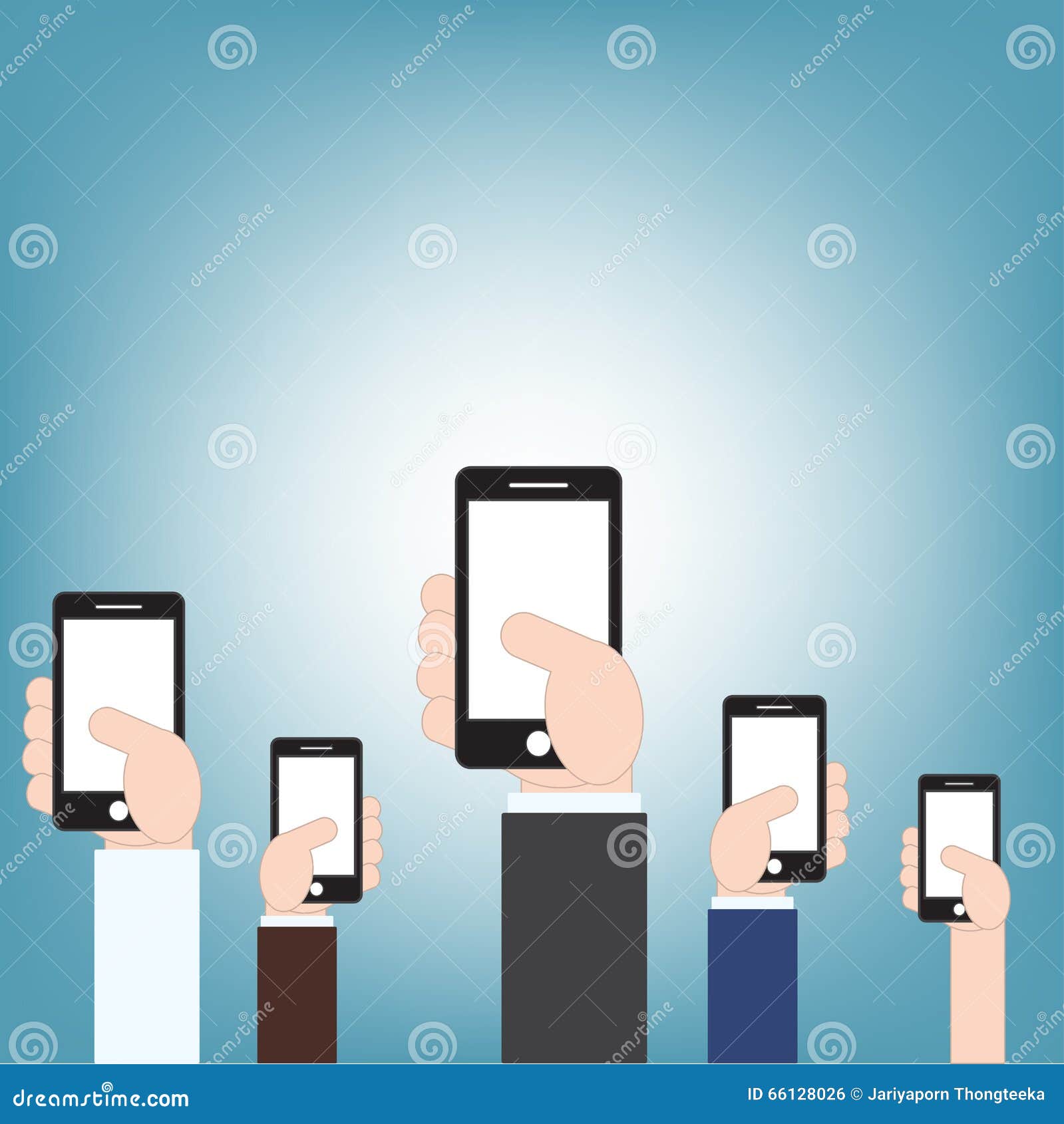 Businessman Hand Holding Mobile Phone, Vector Illustration in Flat ...