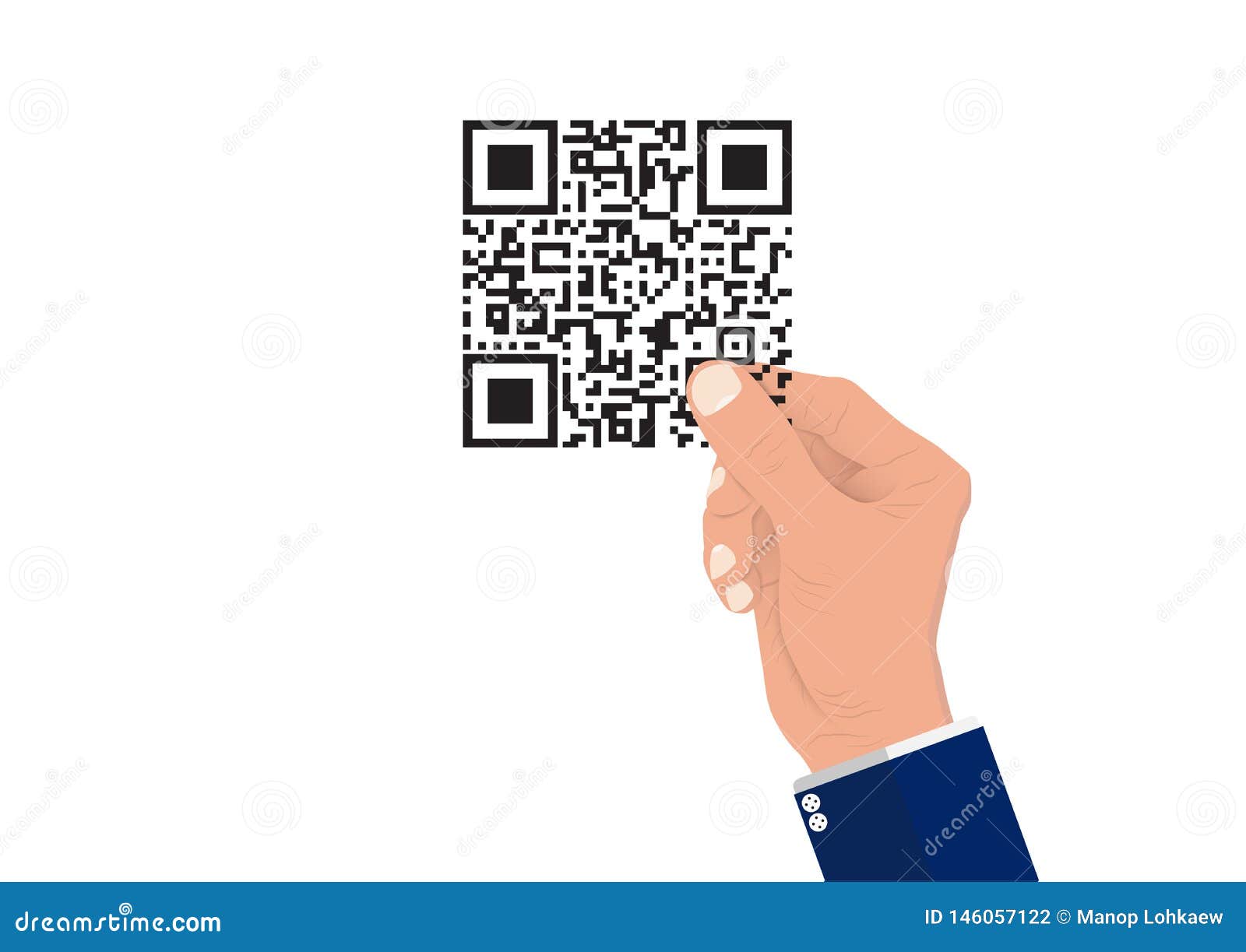 Businessman`s Hand Holding Qr Code Stock Vector - Illustration of ...