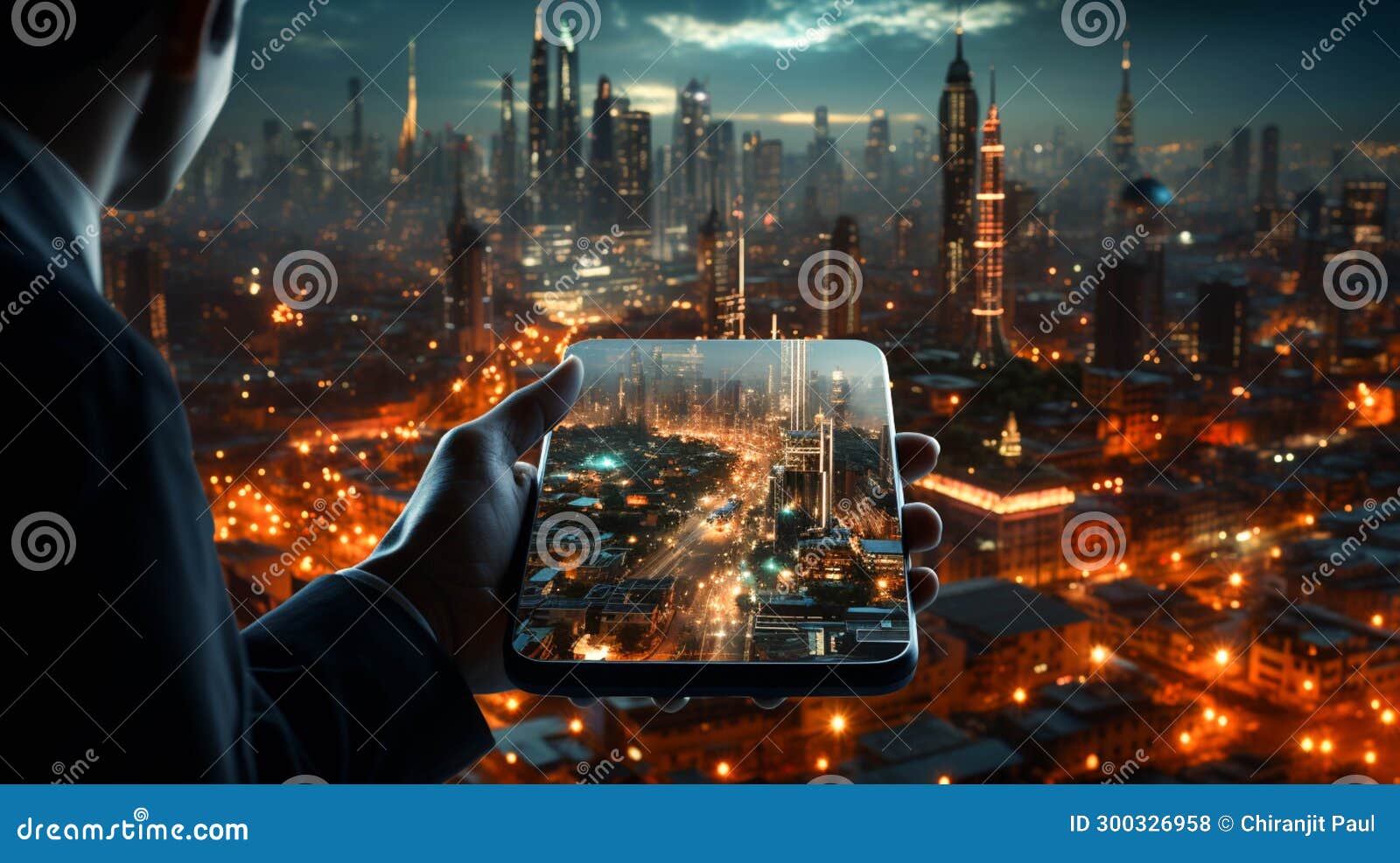 Businessman Hand Holding Smart City on Mobile Phone Stock Photo - Image ...