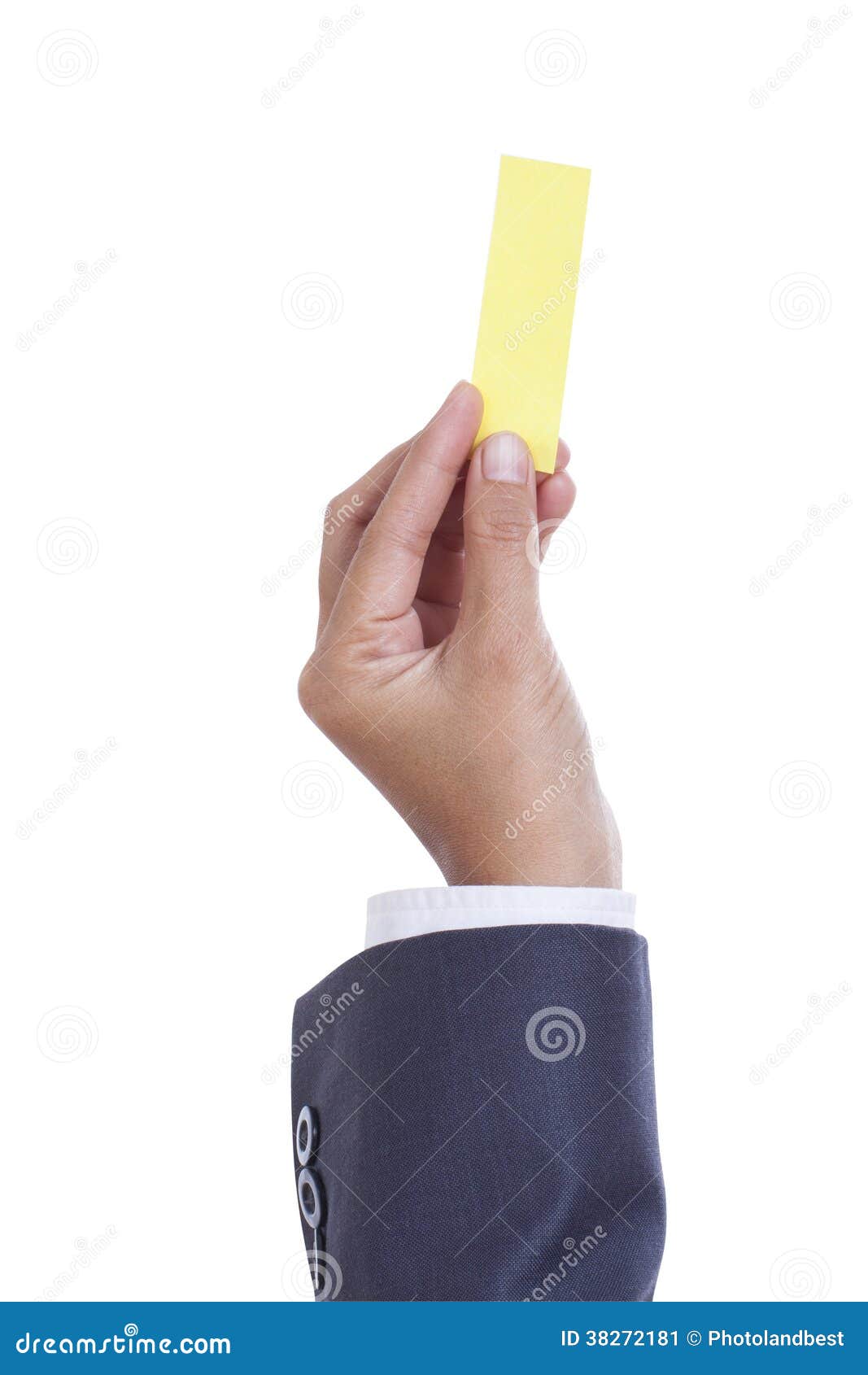 Businessman Hand Holding Sticky Note, Isolated on White. with Using ...