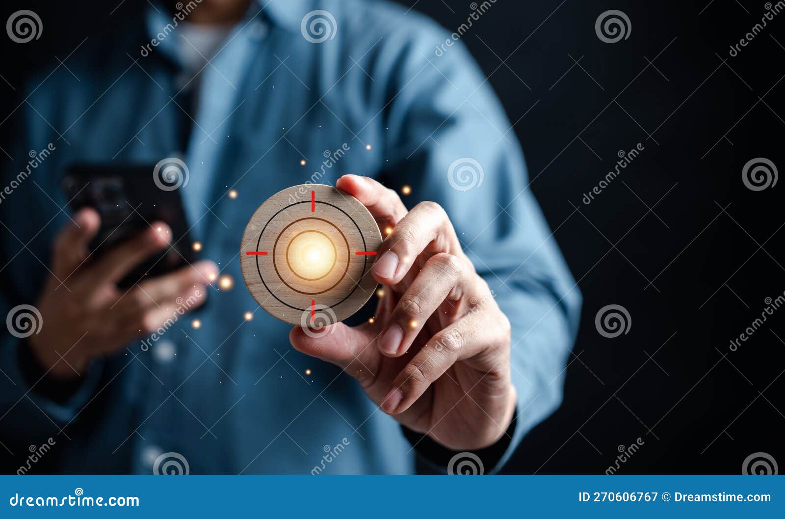 Businessman Hand Holding Target Objective Icon Which for Planning ...