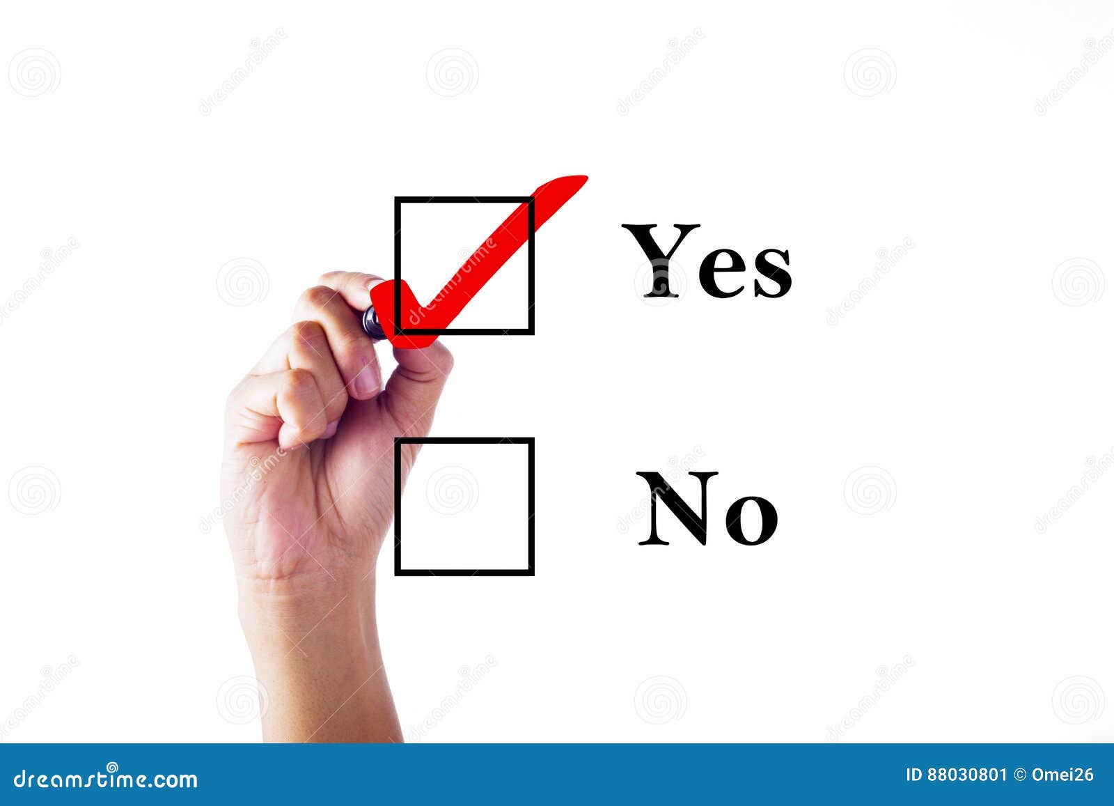 Businessman Hand Marking in Yes Check-box, Isolated on White Stock ...