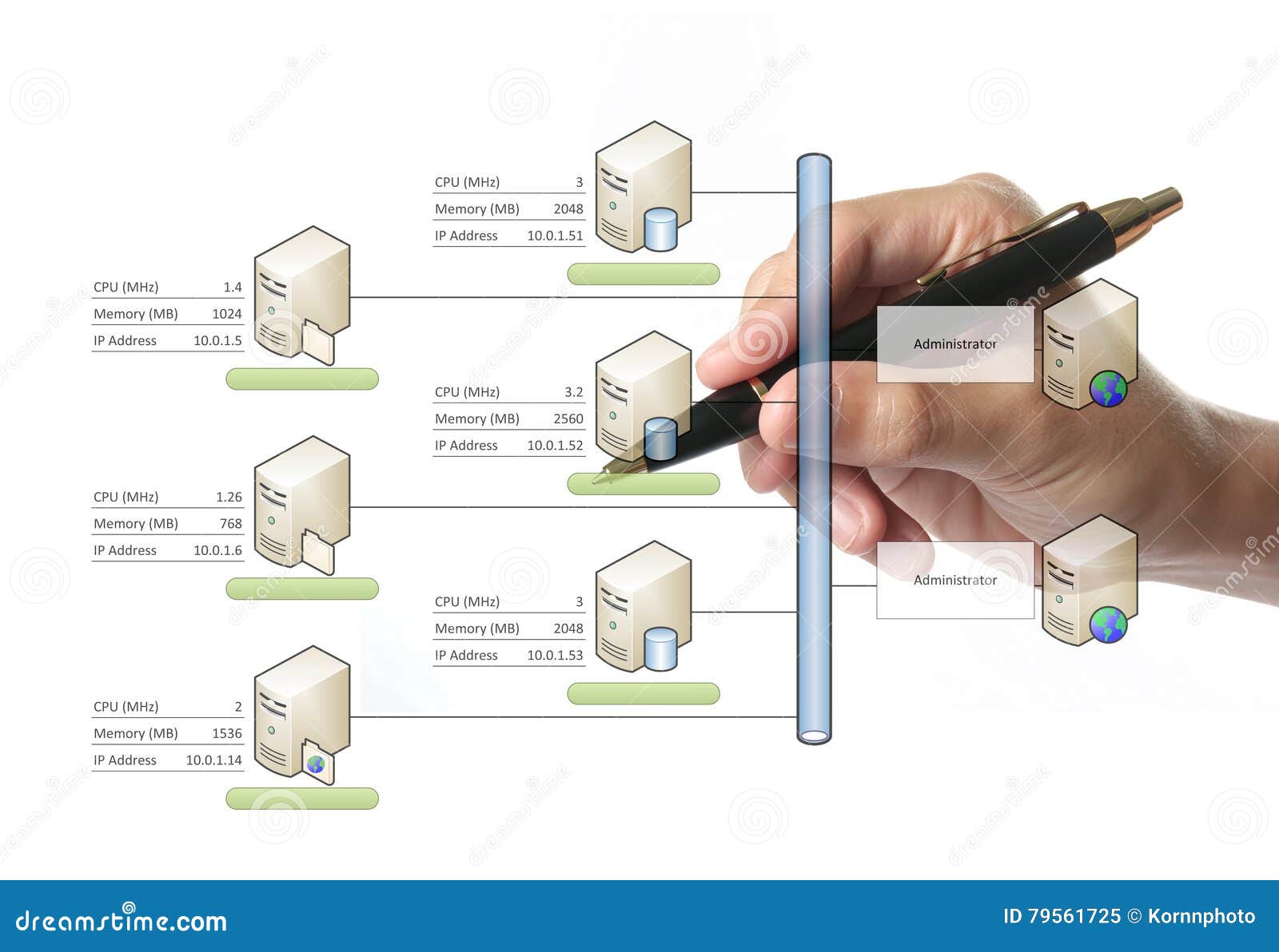 Businessman Hand with Pen Choose Database Stock Illustration ...