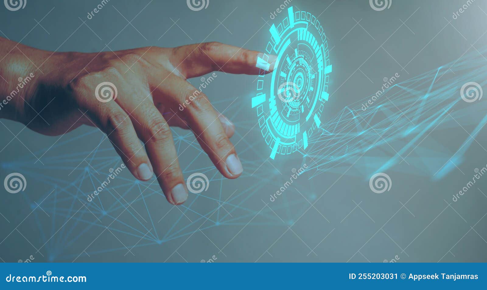 Businessman Hand Pointing Hud Futuristic Element Technology Setting is ...