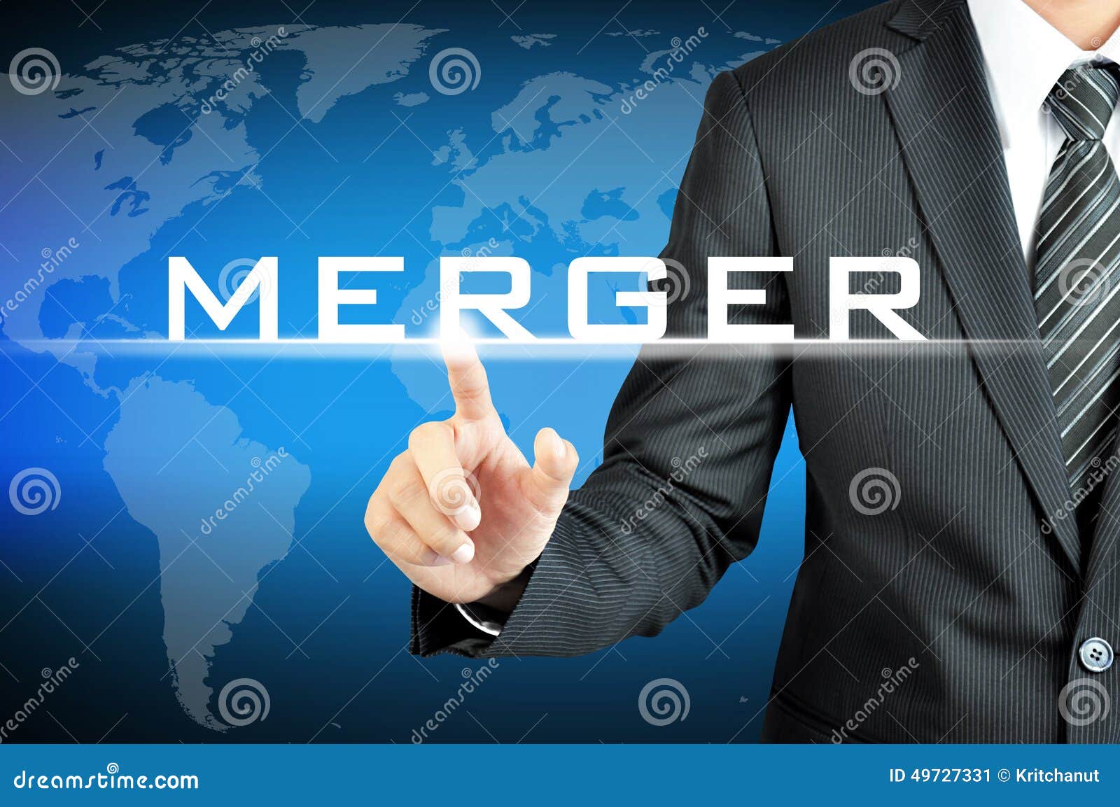 Businessman Hand Pointing To MERGER Sign Stock Image - Image of partner ...