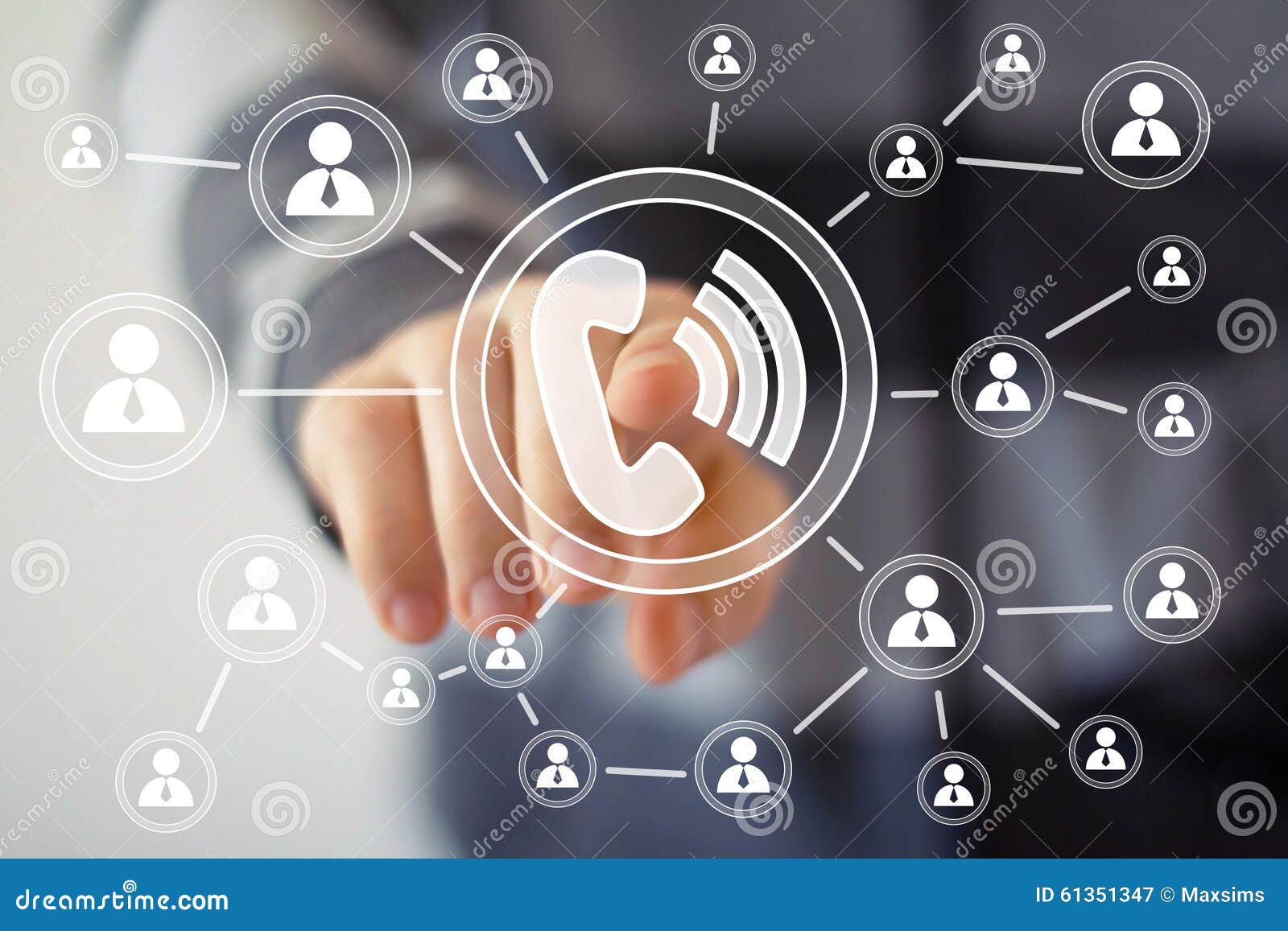 Businessman Hand Press Web Telephone Icon Button Stock Illustration ...