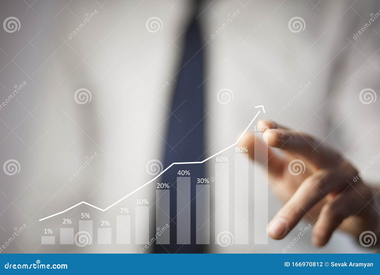 Businessman Hand Pressing Business Graph on Touch Screen Interface ...