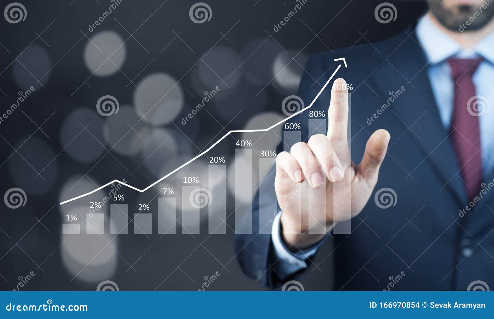Businessman Hand Pressing Business Graph on Touch Screen Interface ...