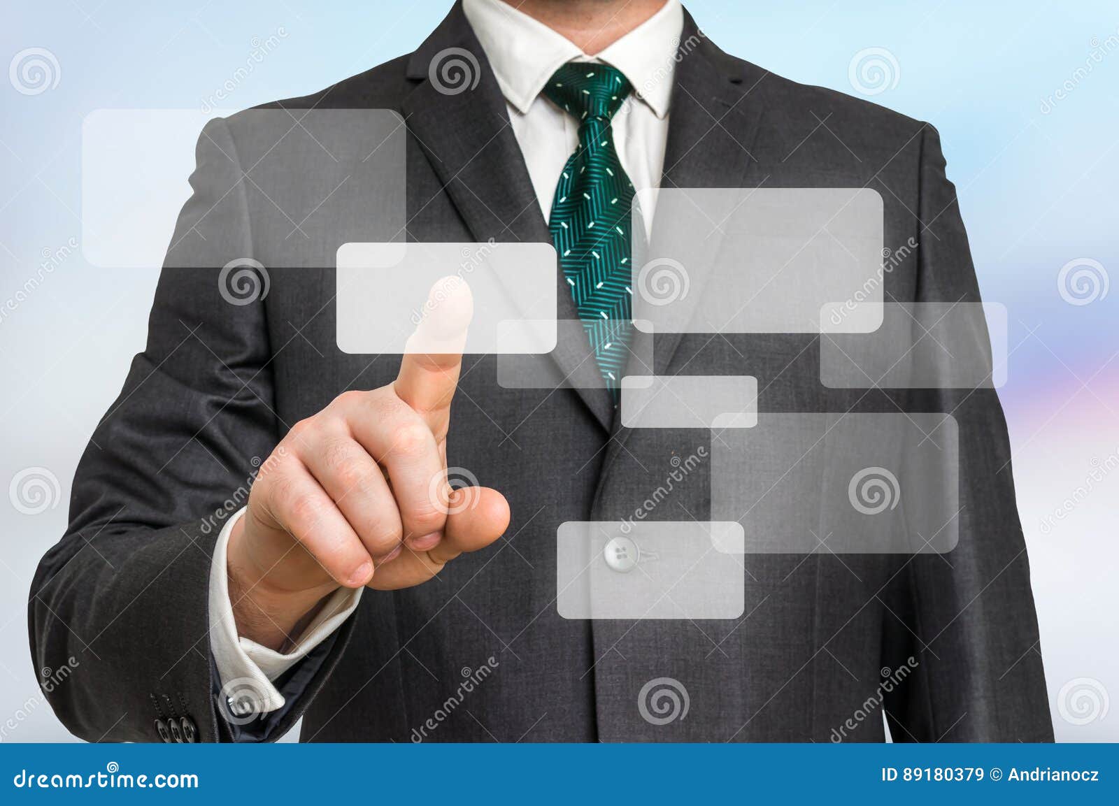 Businessman Hand Pressing Modern Touch Screen Button Stock Image ...